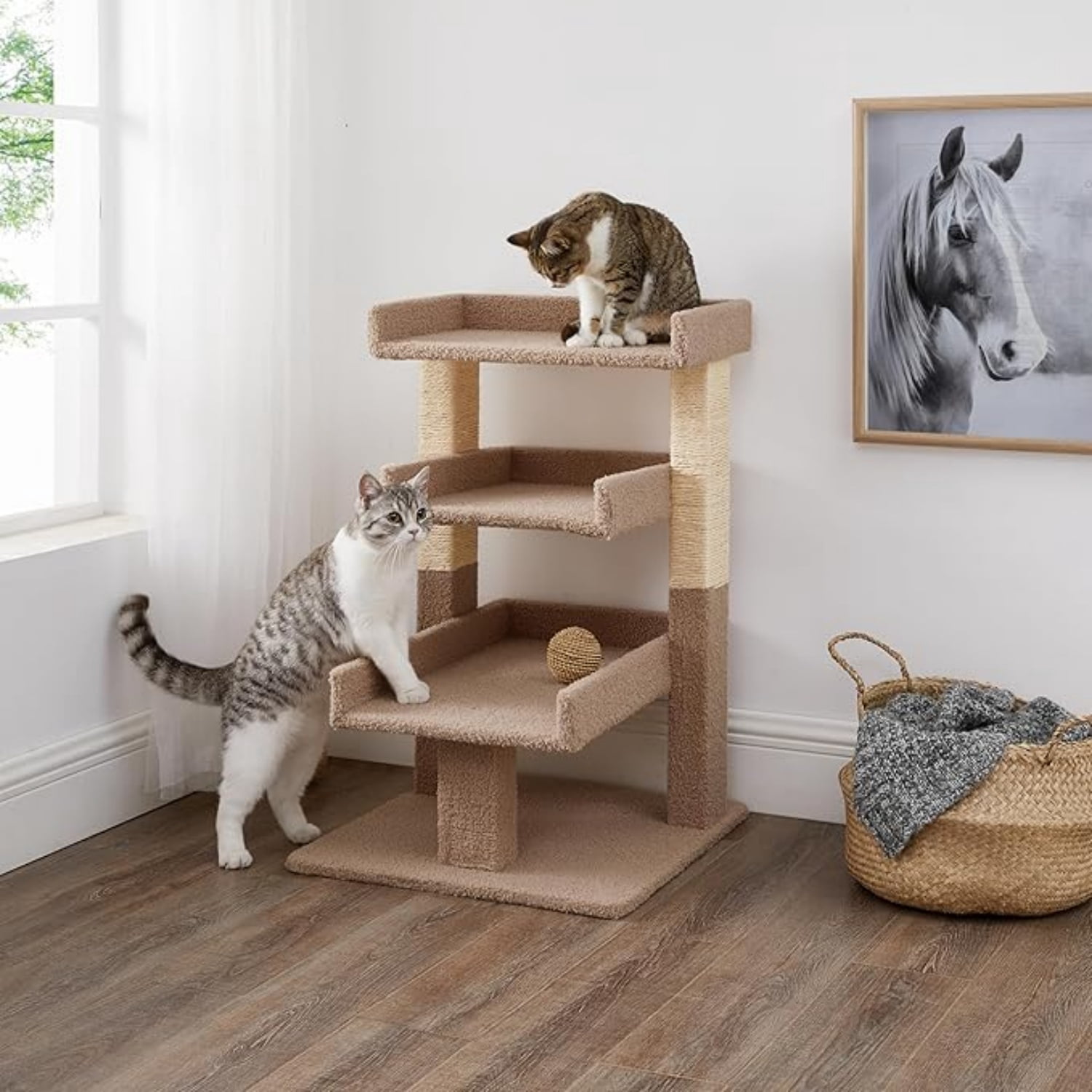 Nala Cat Tree Tower - 3 Tier Cat condo for Large Cats; Cat Tower with ...
