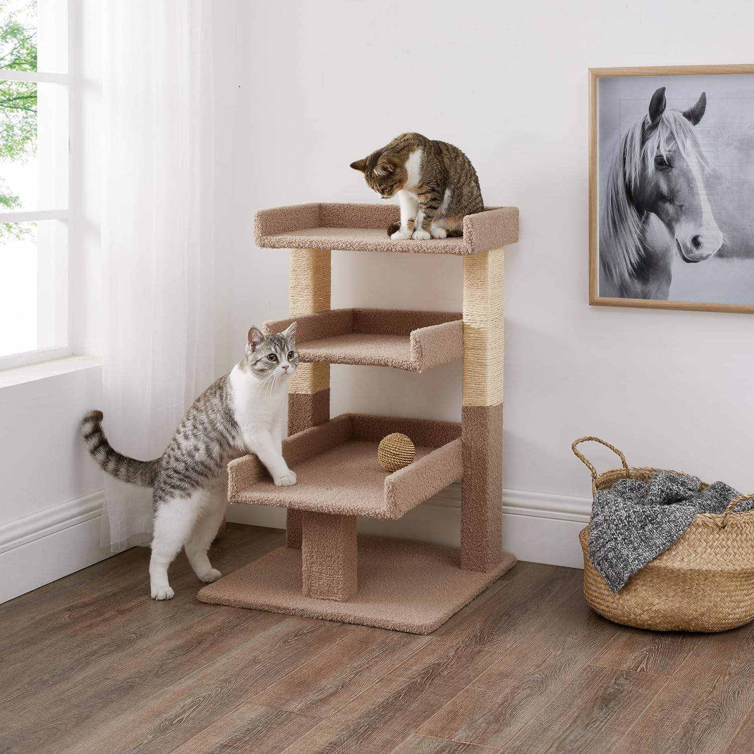 Nala Cat Tree Tower - 3 Tier Cat condo for Large Cats Tower with ...