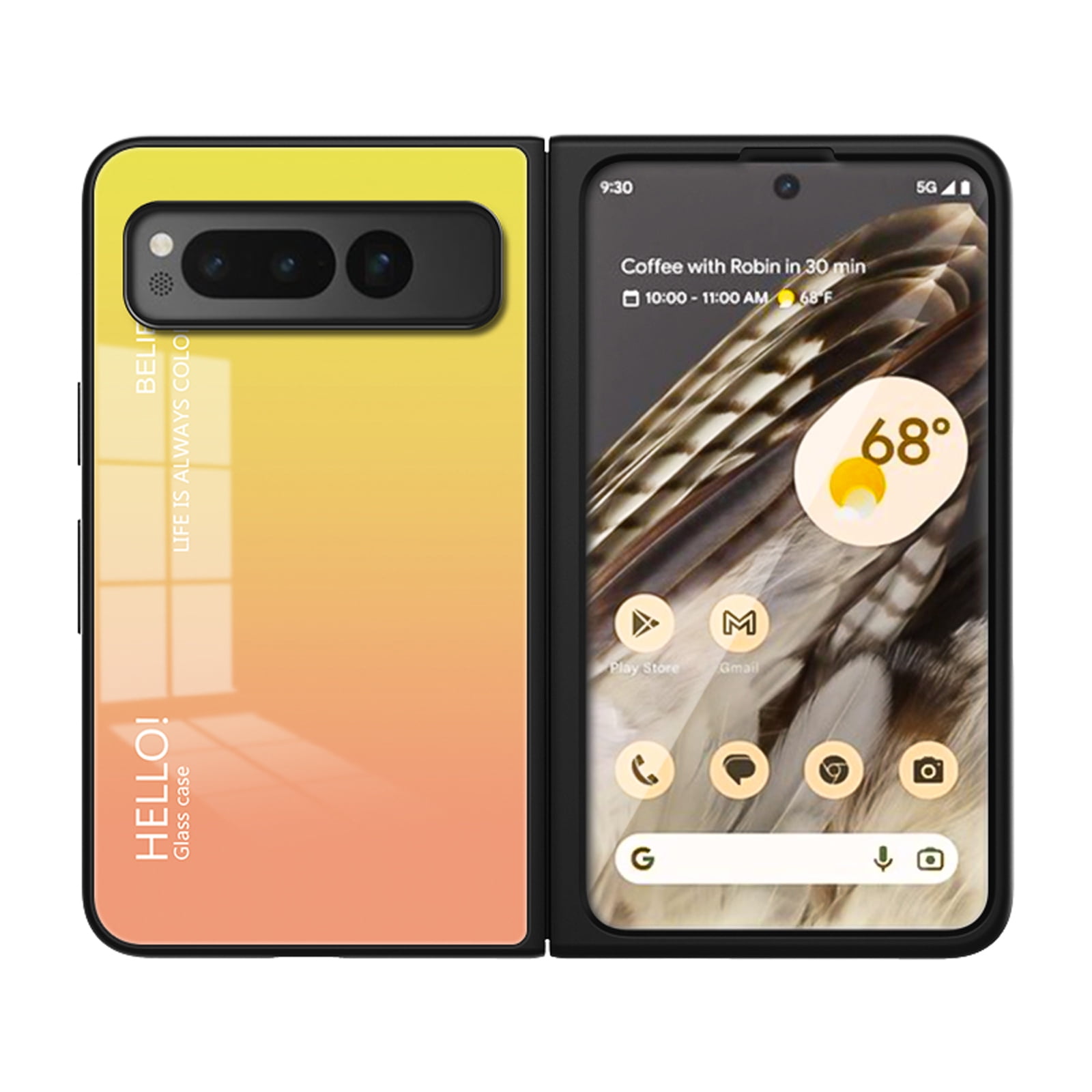 Nalacover Case for Google Pixel Fold Gradient Colored Tempered Glass ...