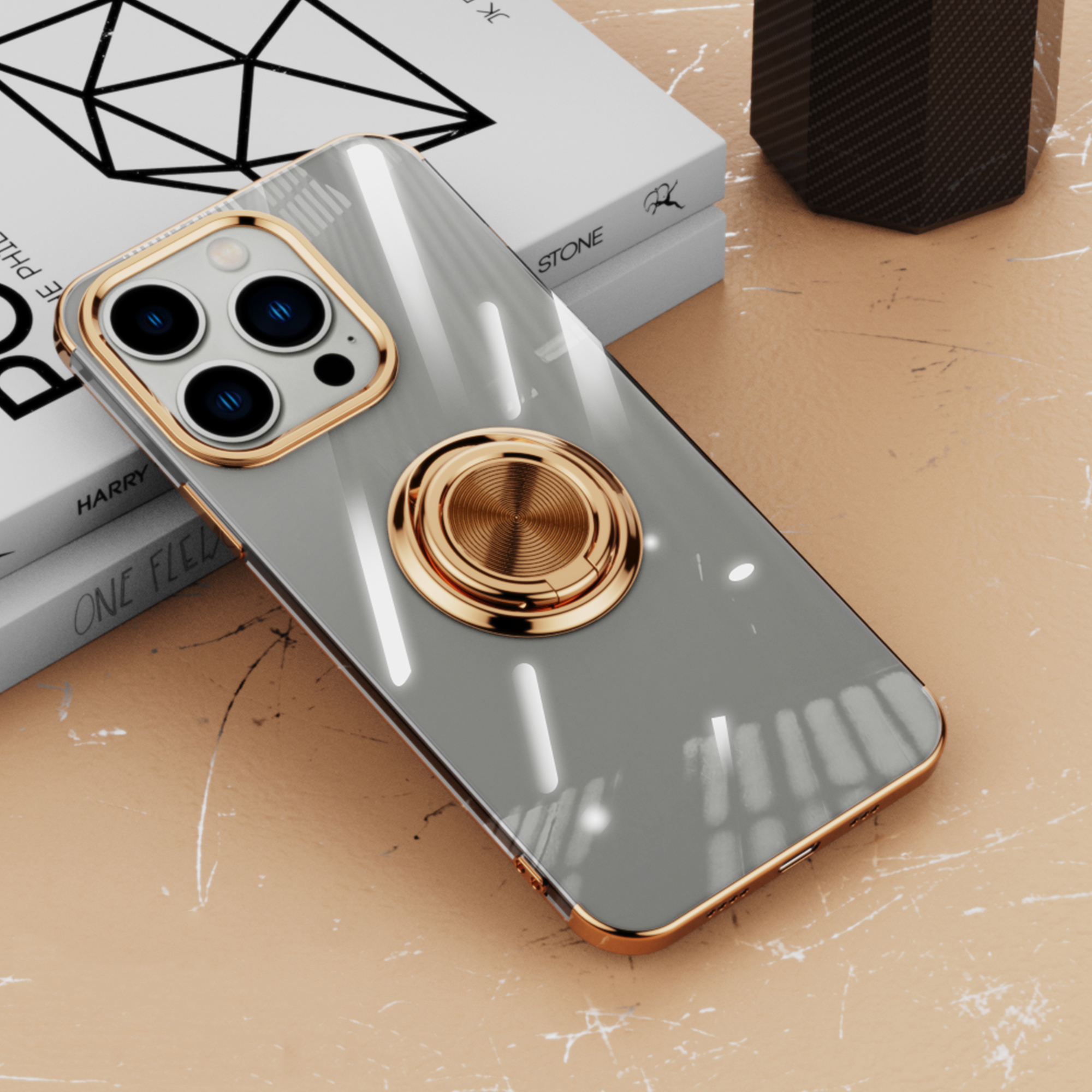 Nalacover Electroplated Clear Magnetic Case for iPhone 15 Pro, Rotate ...