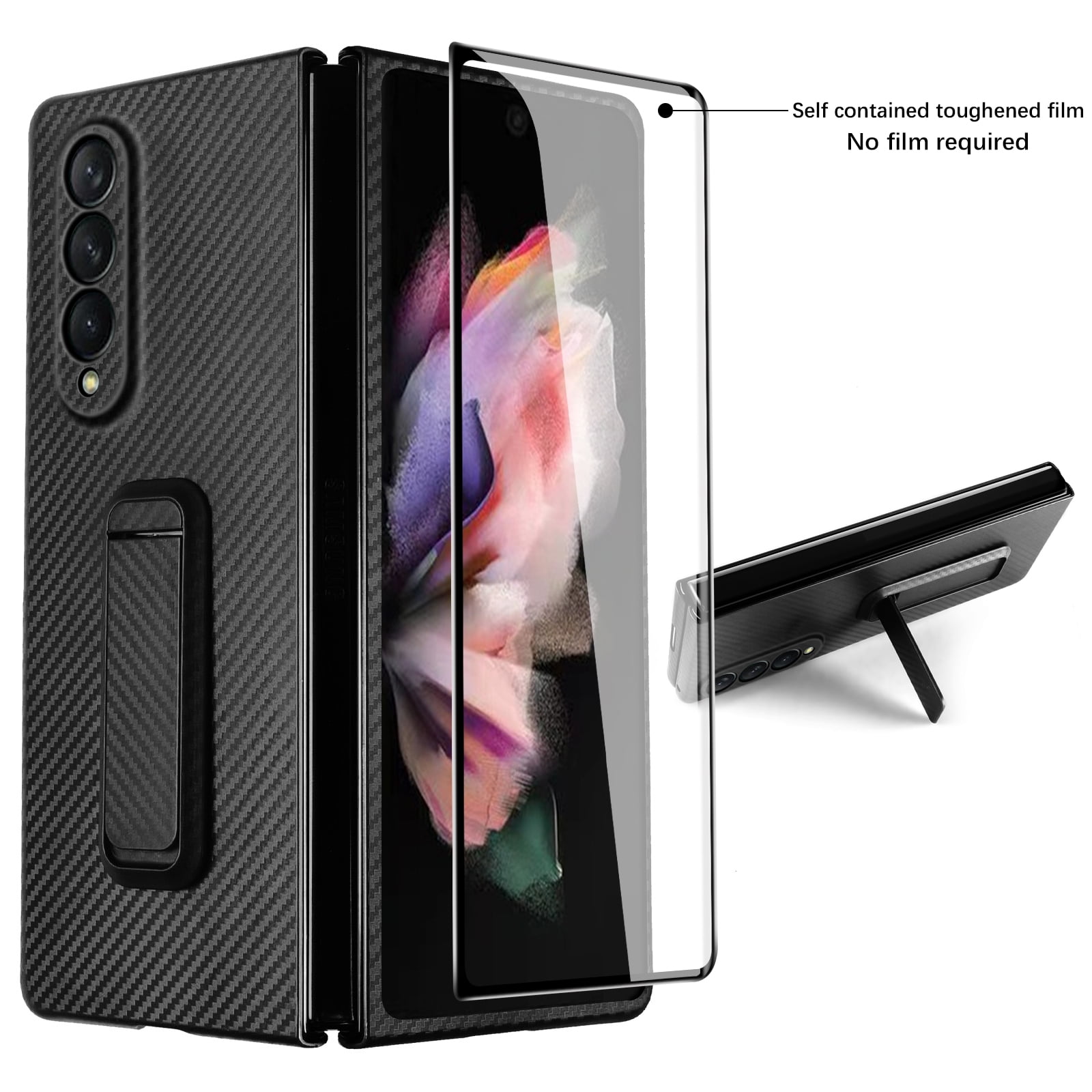 Nalacover Folding Case for Samsung Galaxy Z Fold 3, Carbon Fiber Rugged ...