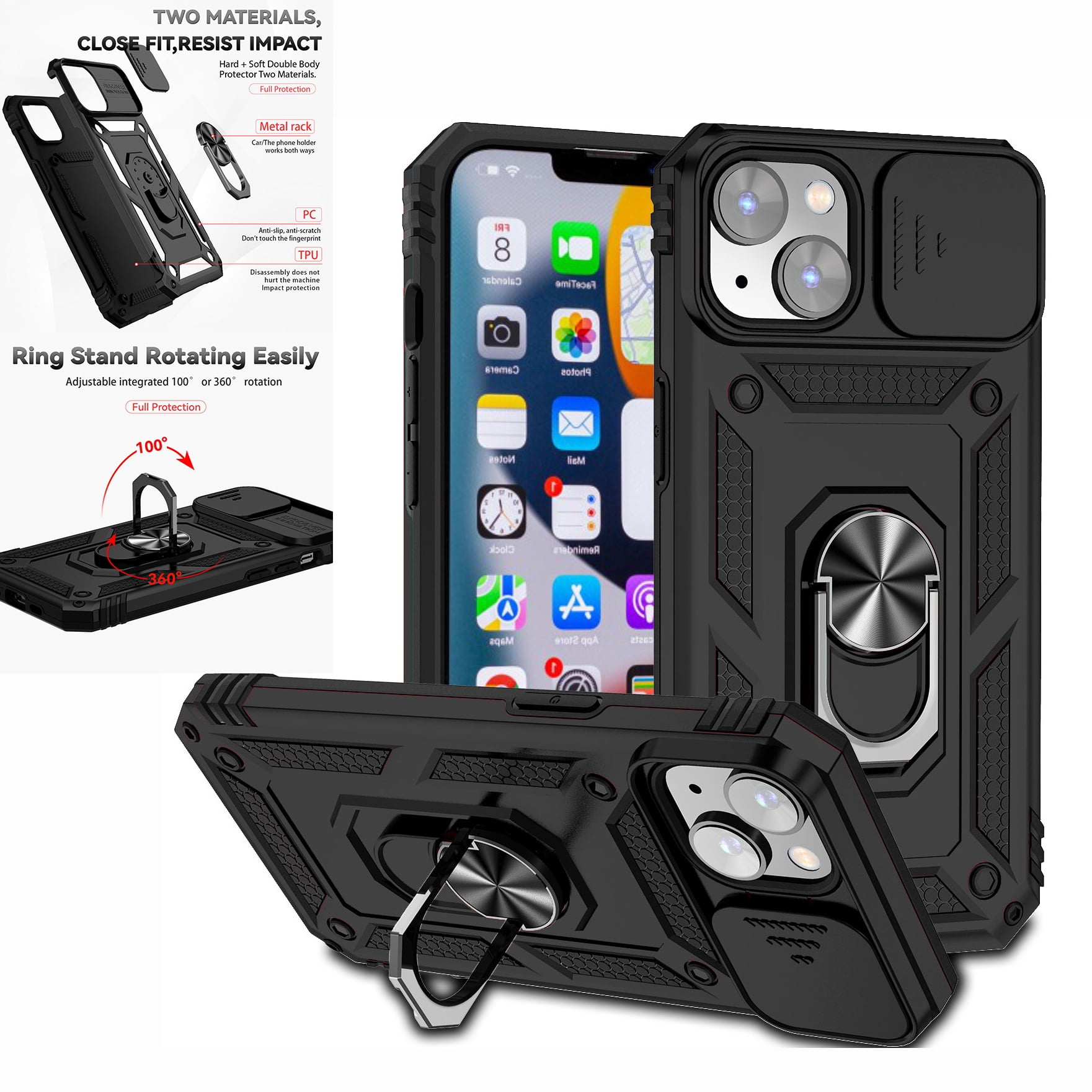 Nalacover Heavy Duty Armor Case for iPhone 14, Rugged PC Soft TPU ...