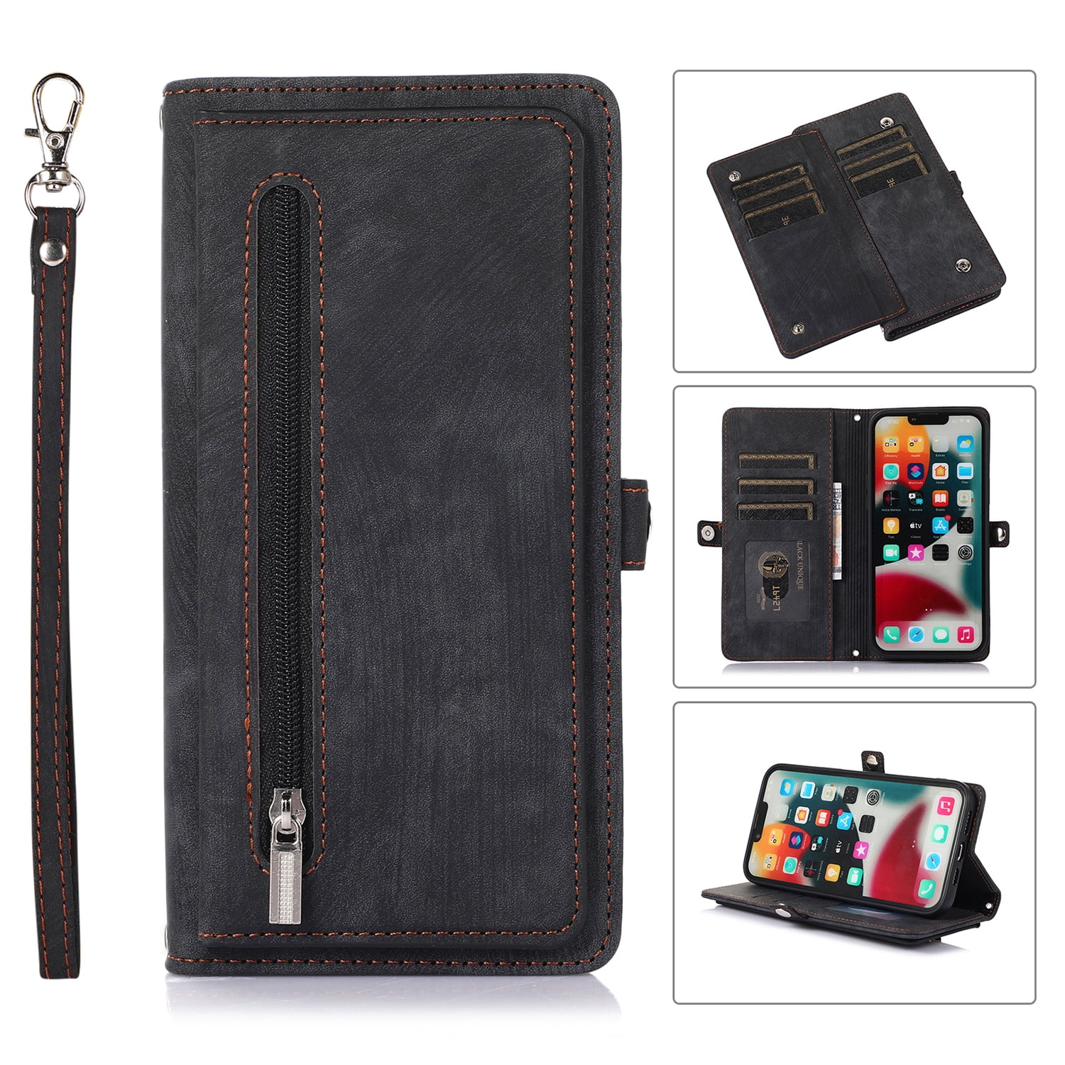 Nalacover Zipper Wallet Case for iPhone 14, Crossbody Purse Case with ...