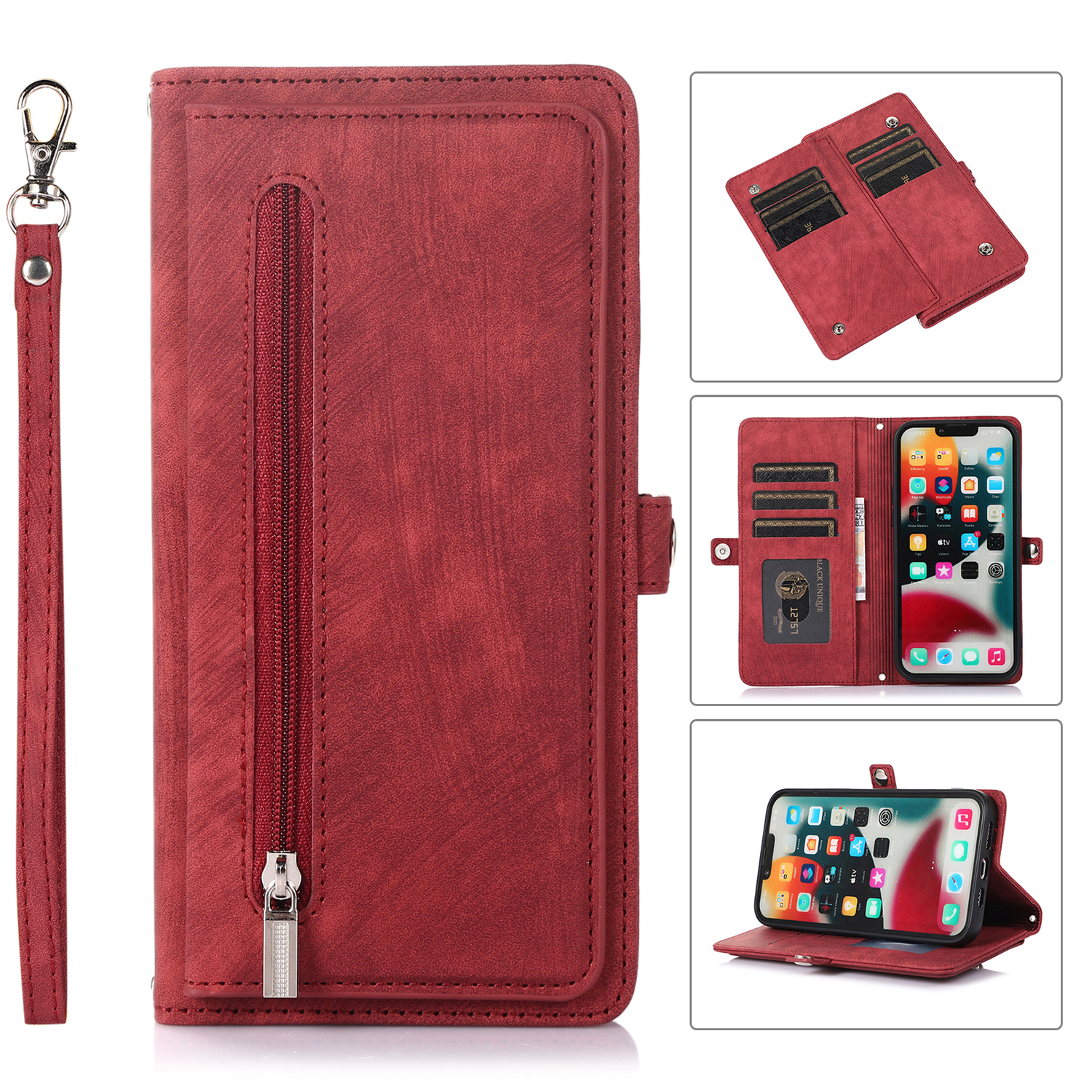 Nalacover Zipper Wallet Case for iPhone 14, Crossbody Purse Case with ...
