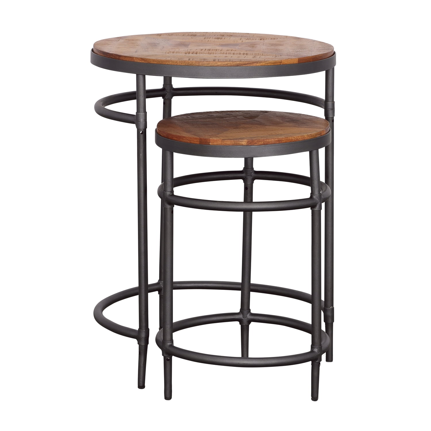 Nalani Industrial Solid Wood & Iron Nesting Tables (Set of 2) - Walmart.com