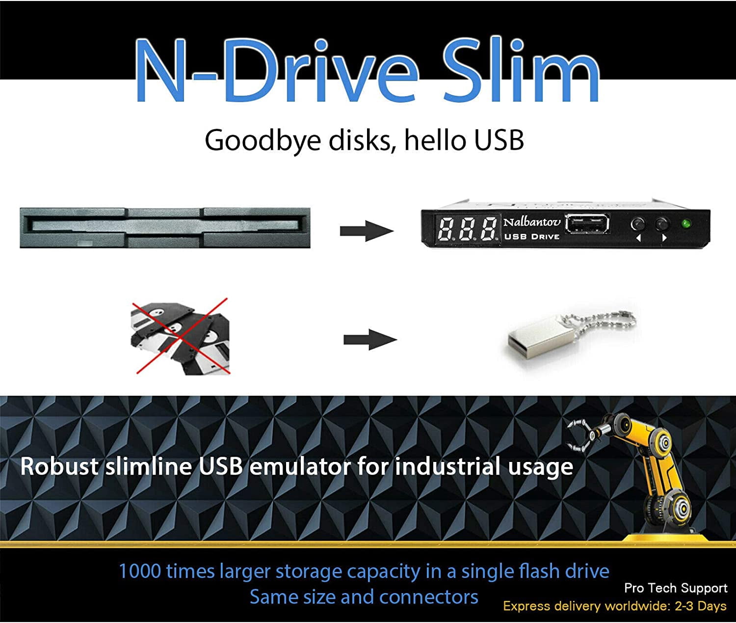 Nalbantov USB Floppy Disk Drive Emulator N-Drive Industrial Slim for ...