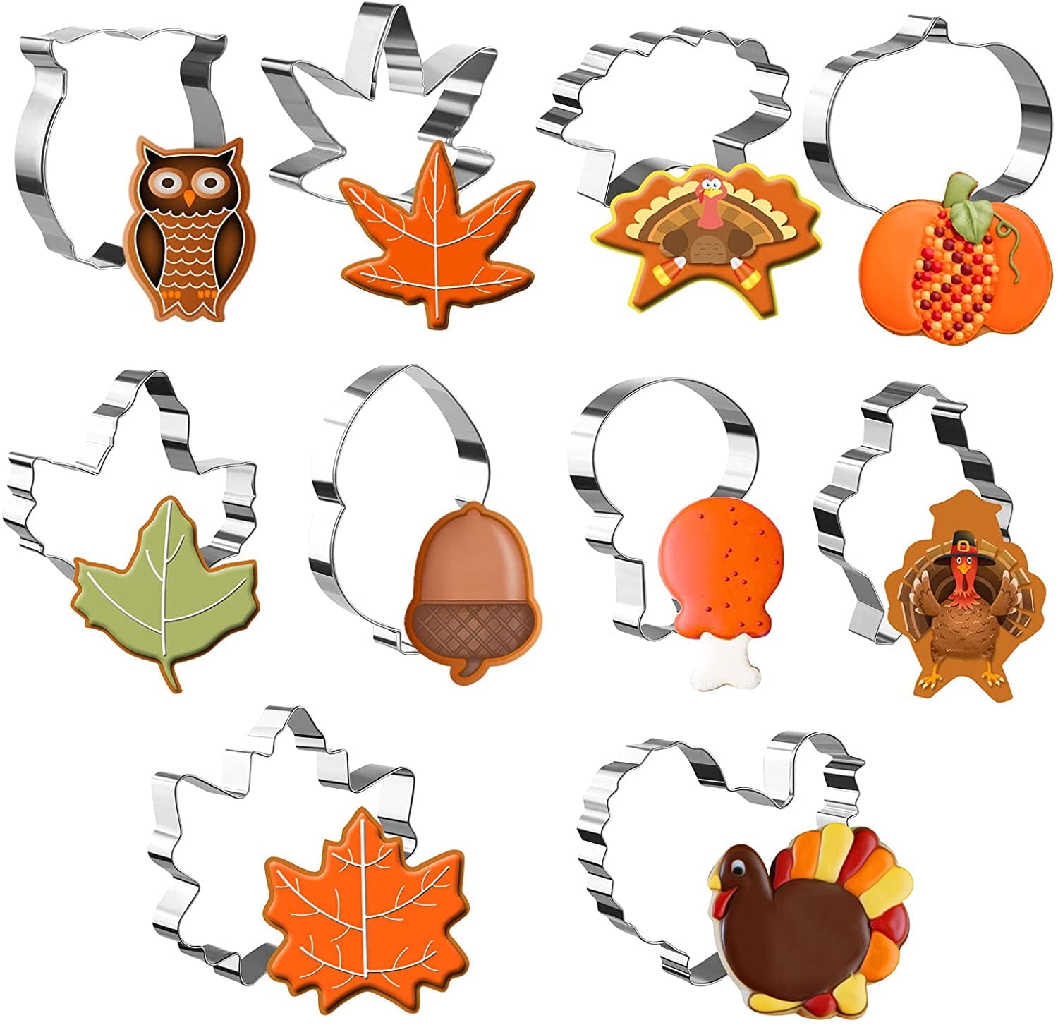 Naler 10 Piece Autumn Leaves Thanksgiving Cookie Cutters Set, Stainless ...