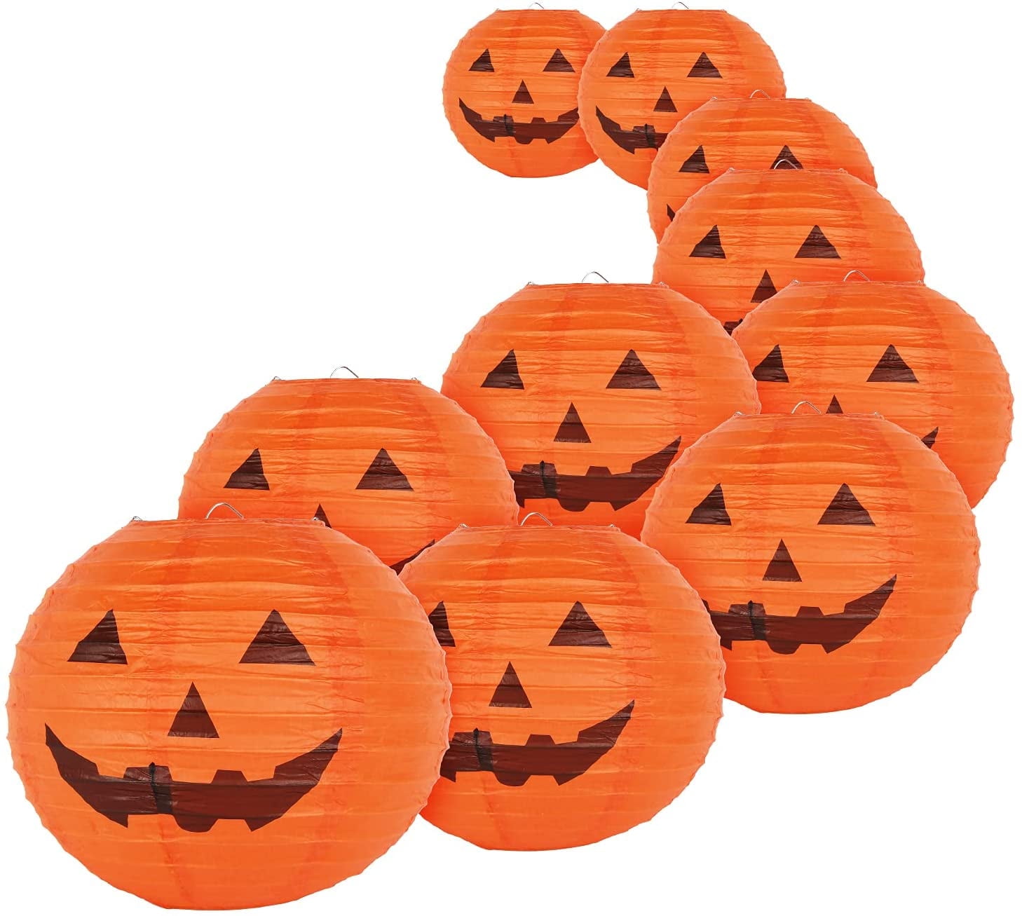Naler 10 inch Halloween Paper Pumpkin Lanterns Jack-O-Lanterns Hanging ...