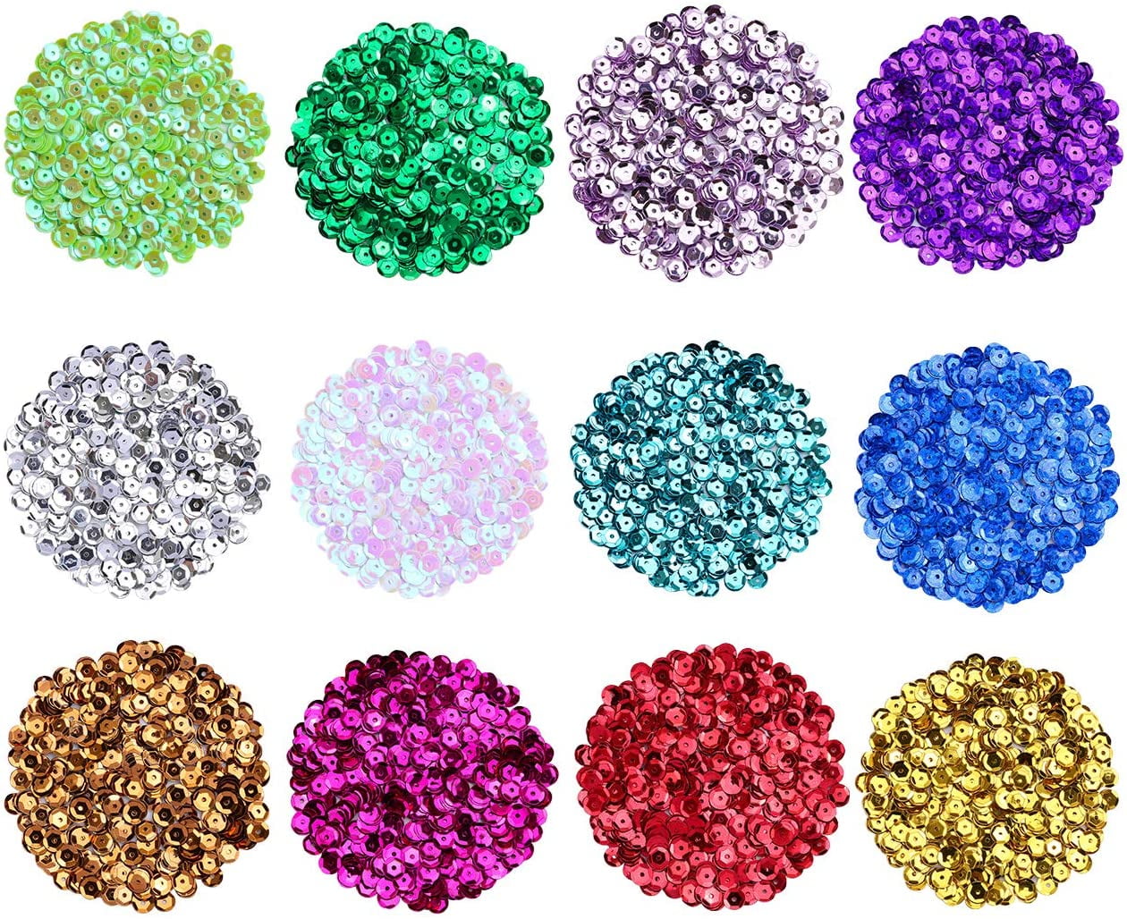 Naler 12 Colors Sequin Paillette Trim, 6000Pcs 6mm Spangle Sequins for ...