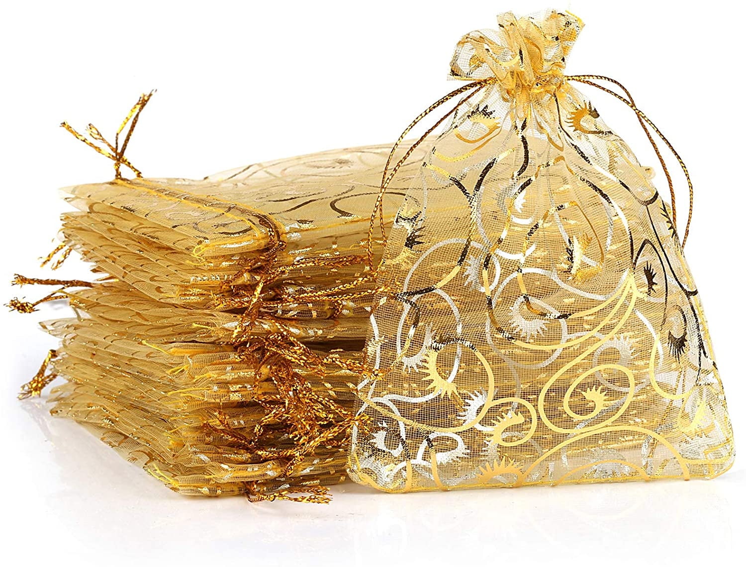 Naler 120-Pcs Gold Organza Gift Bags with Drawstrings - Ideal for ...