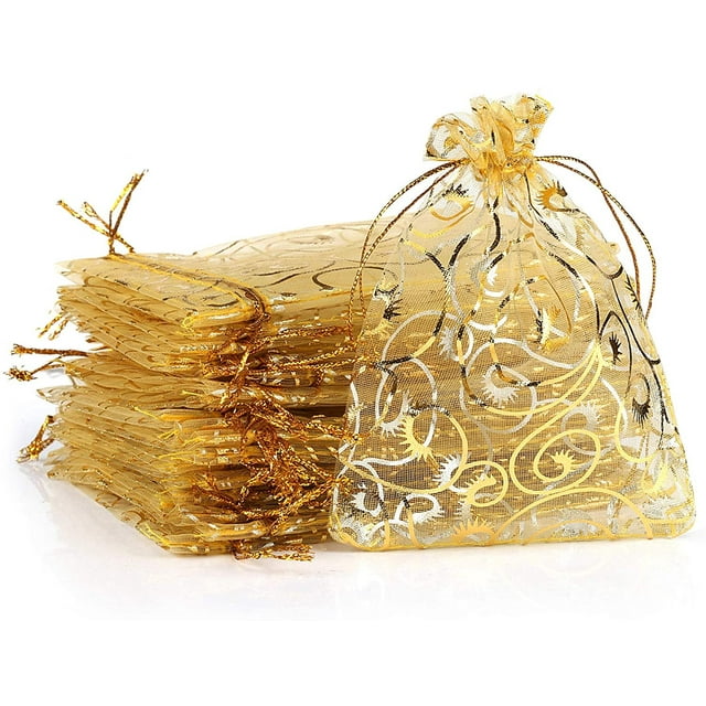 Naler 120-Pcs Gold Organza Gift Bags with Drawstrings - Ideal for ...