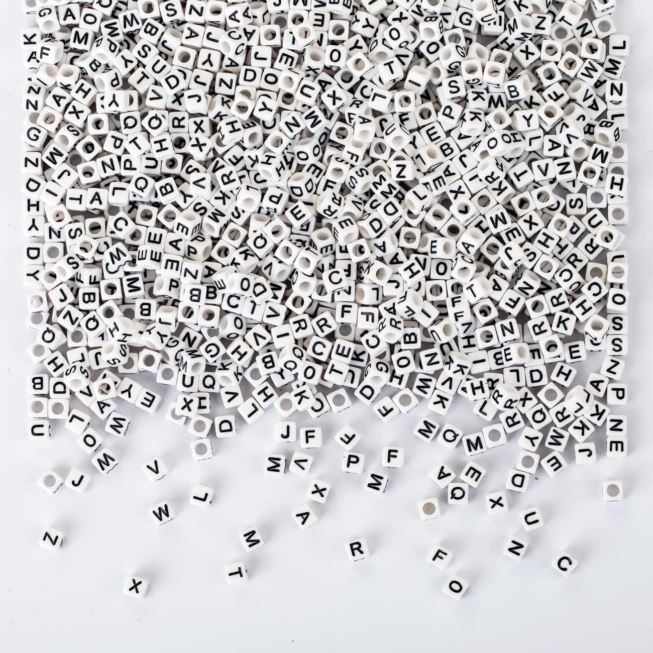 Naler 1200 Pcs White Alphabet Cube Beads, Acrylic Material, 6mm ...