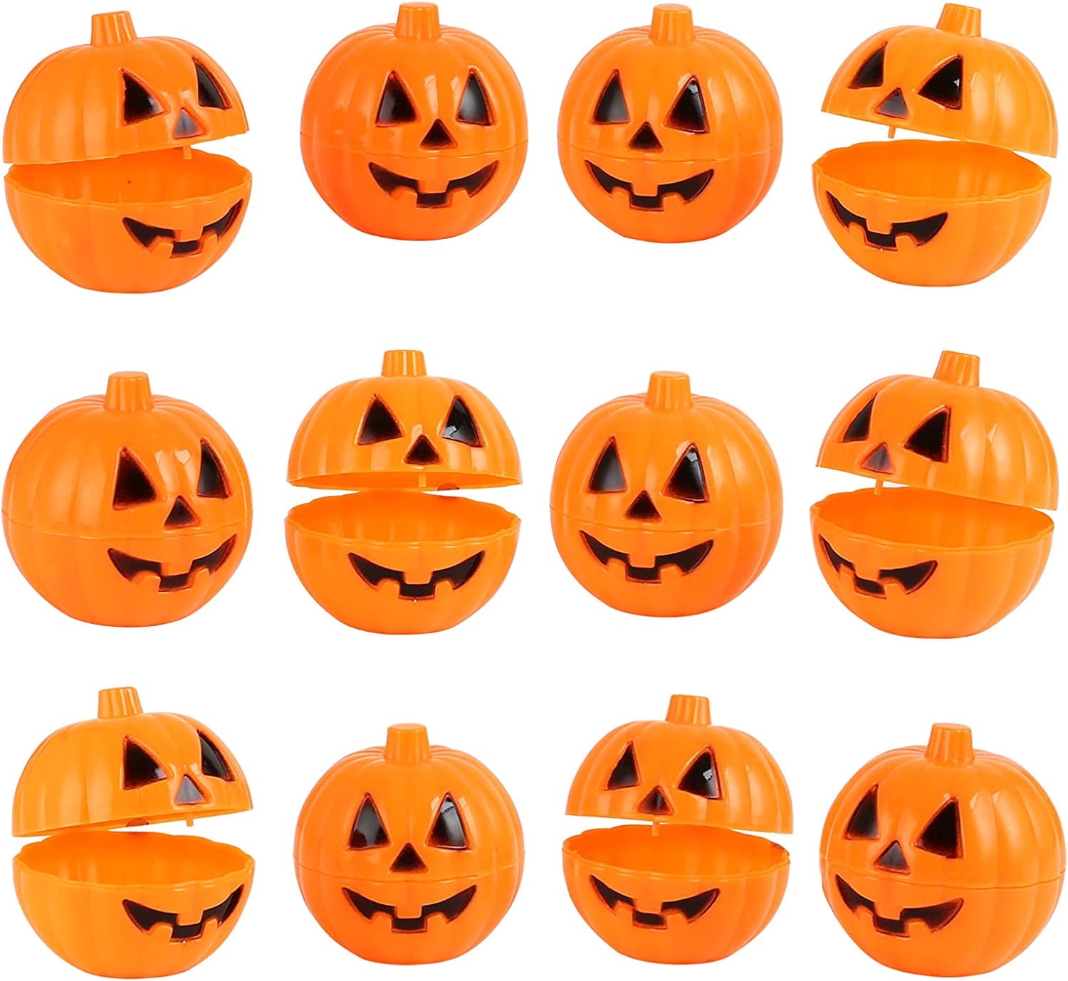 Naler 12Pcs Mini Pumpkin Containers, Plastic Jack O Lantern Candy ...