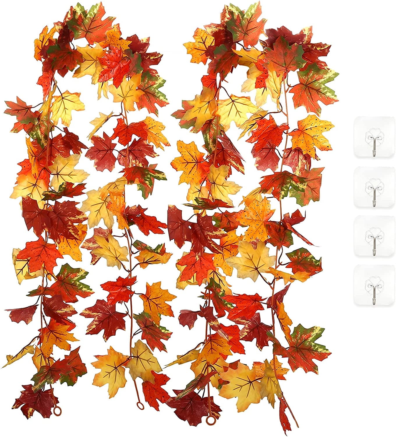Naler 2 Pack Fall Leaves Garland Maple Leaf Garland, 11.2ft Artificial ...
