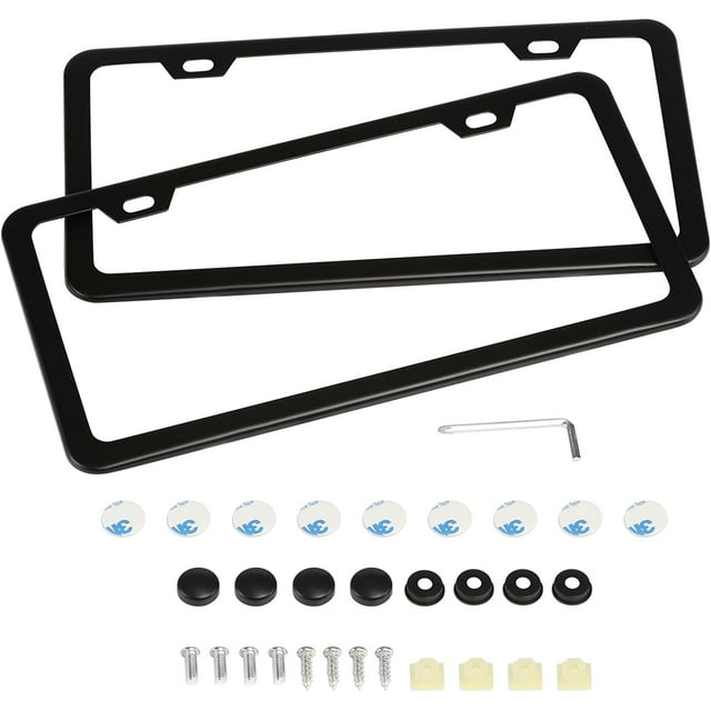Naler 2-Pack Slim Aluminum License Plate Frame Set, Black, for US ...