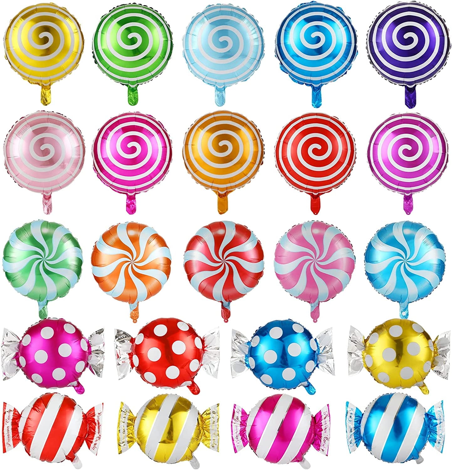 Naler 23 Pcs Sweet Candy Bar Balloons 18" Foil Mylar Lollipop Christmas ...