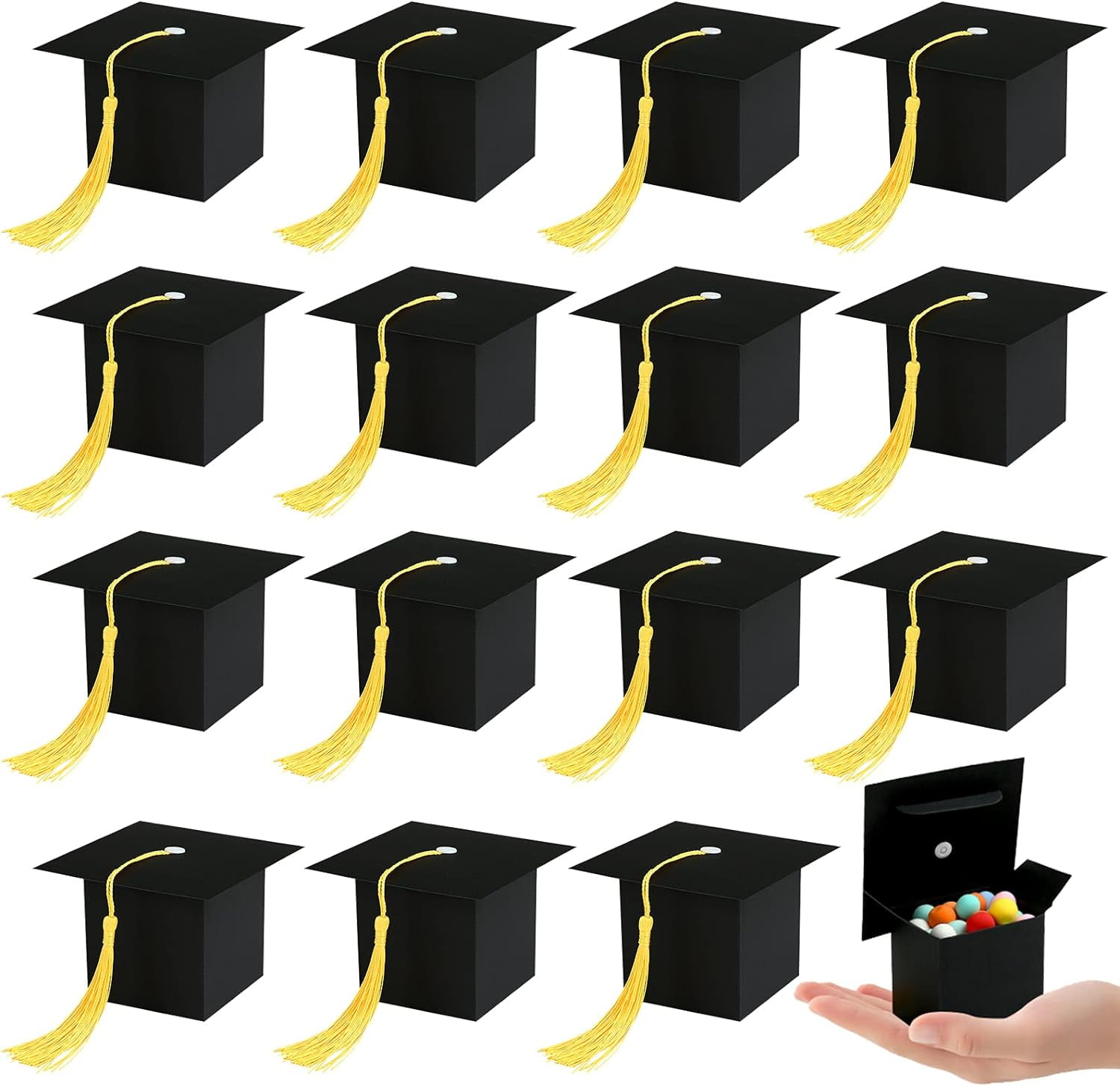 Naler 24 Pack Graduation Cap Candy Boxes, Treat Hat Goodie Bar for ...