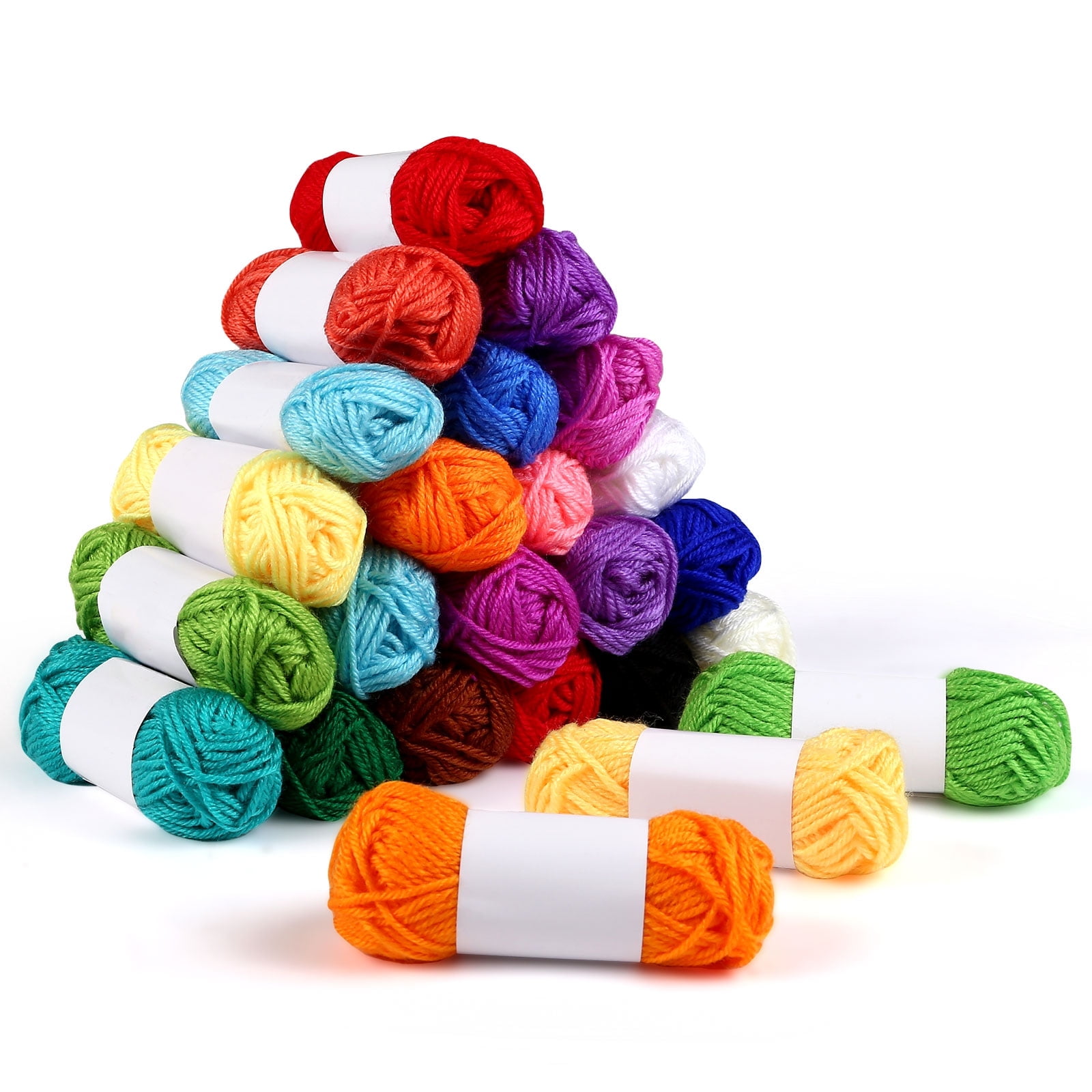 Naler 24 Assorted Colored Acrylic Mini Yarns, 24 Skeins, 15g/32.8Yards ...