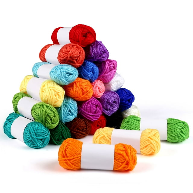 Naler 24 Assorted Colored Acrylic Mini Yarns, 24 Skeins, 15g/32.8Yards ...
