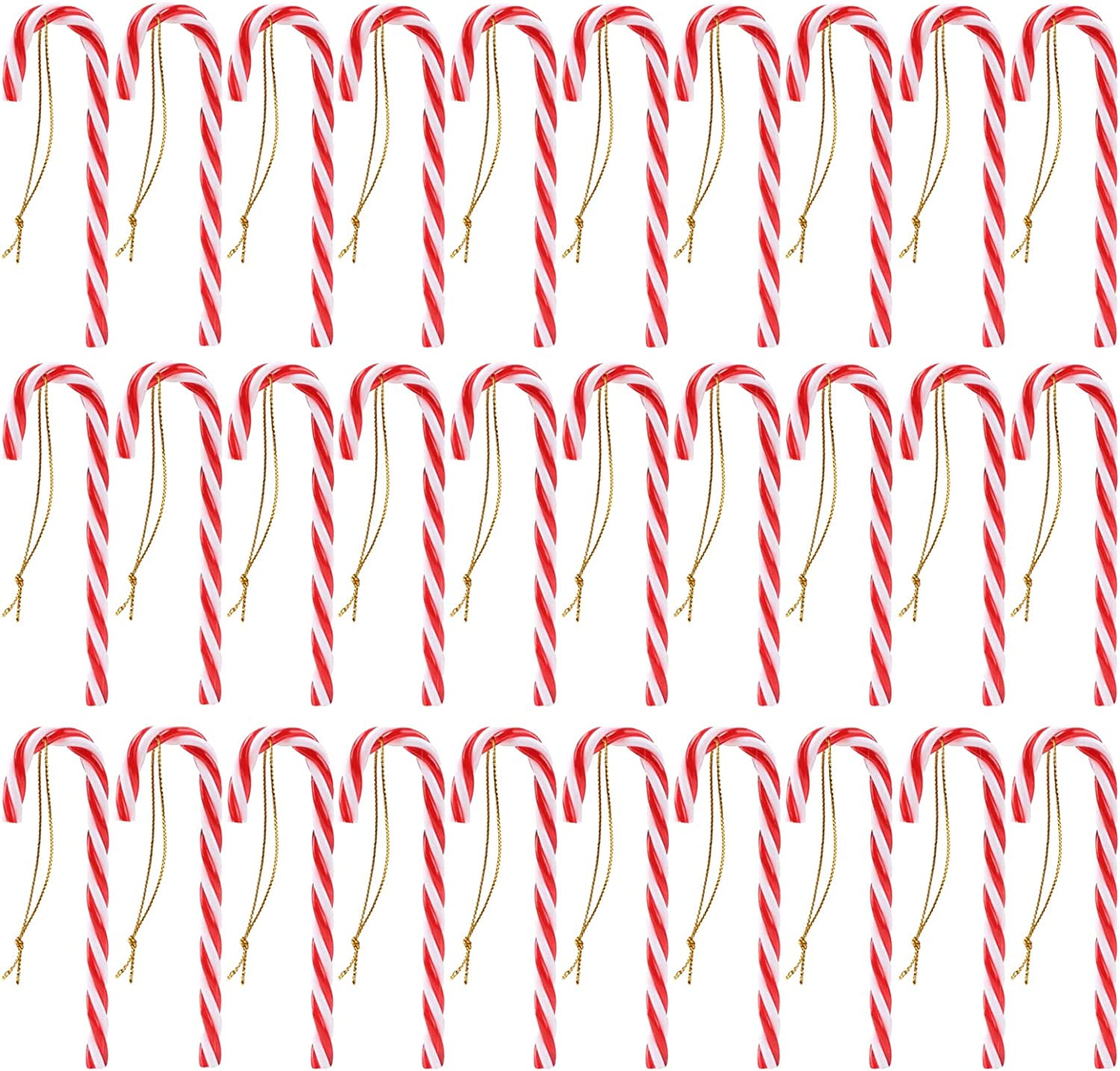 Naler 12 Pcs Decorative Christmas Plastic Candy Canes Hanging Ornaments ...