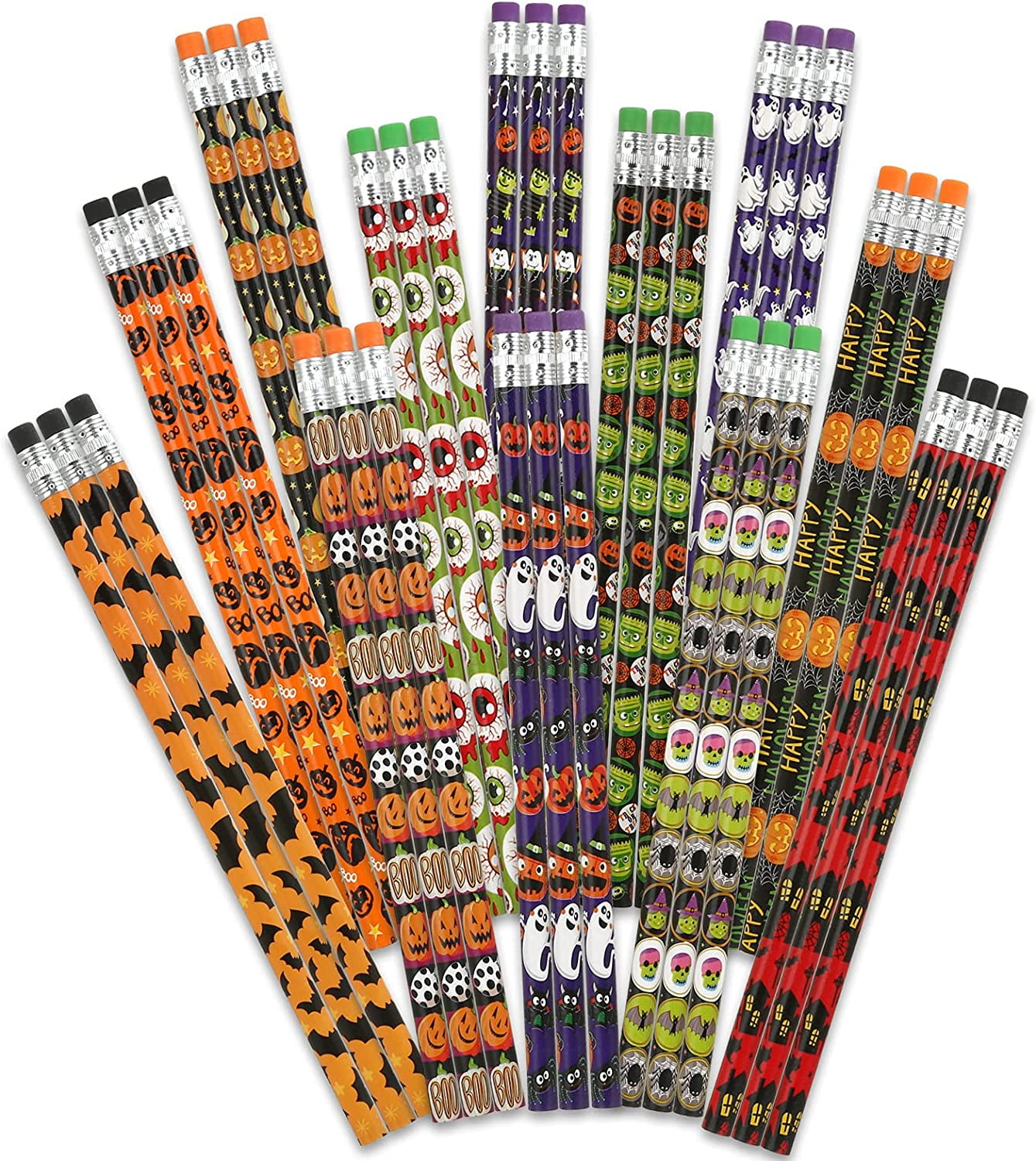 Naler 36 Pcs Bulk Pumpkin Packs, Halloween Themed Pencils with Erasers ...