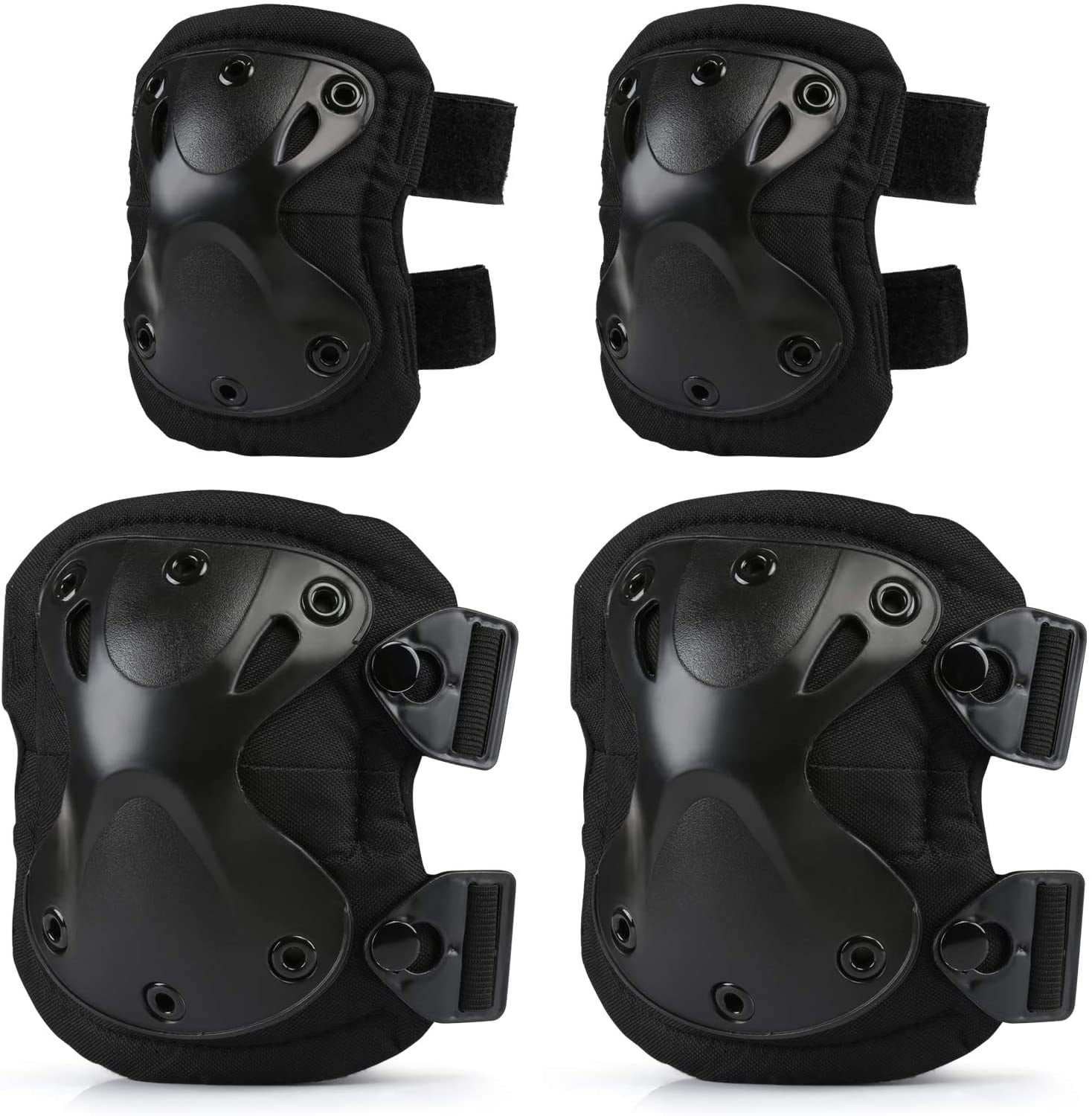 Naler 4 Pcs Sport Knee & Elbow Pads Protective Gear Adjustable Knee ...