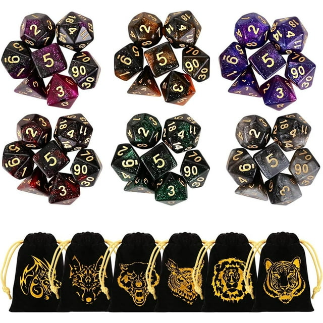 Naler 42 Pcs DND Polyhedral Dice Set with Drawstring Bags for RPG, D&D ...