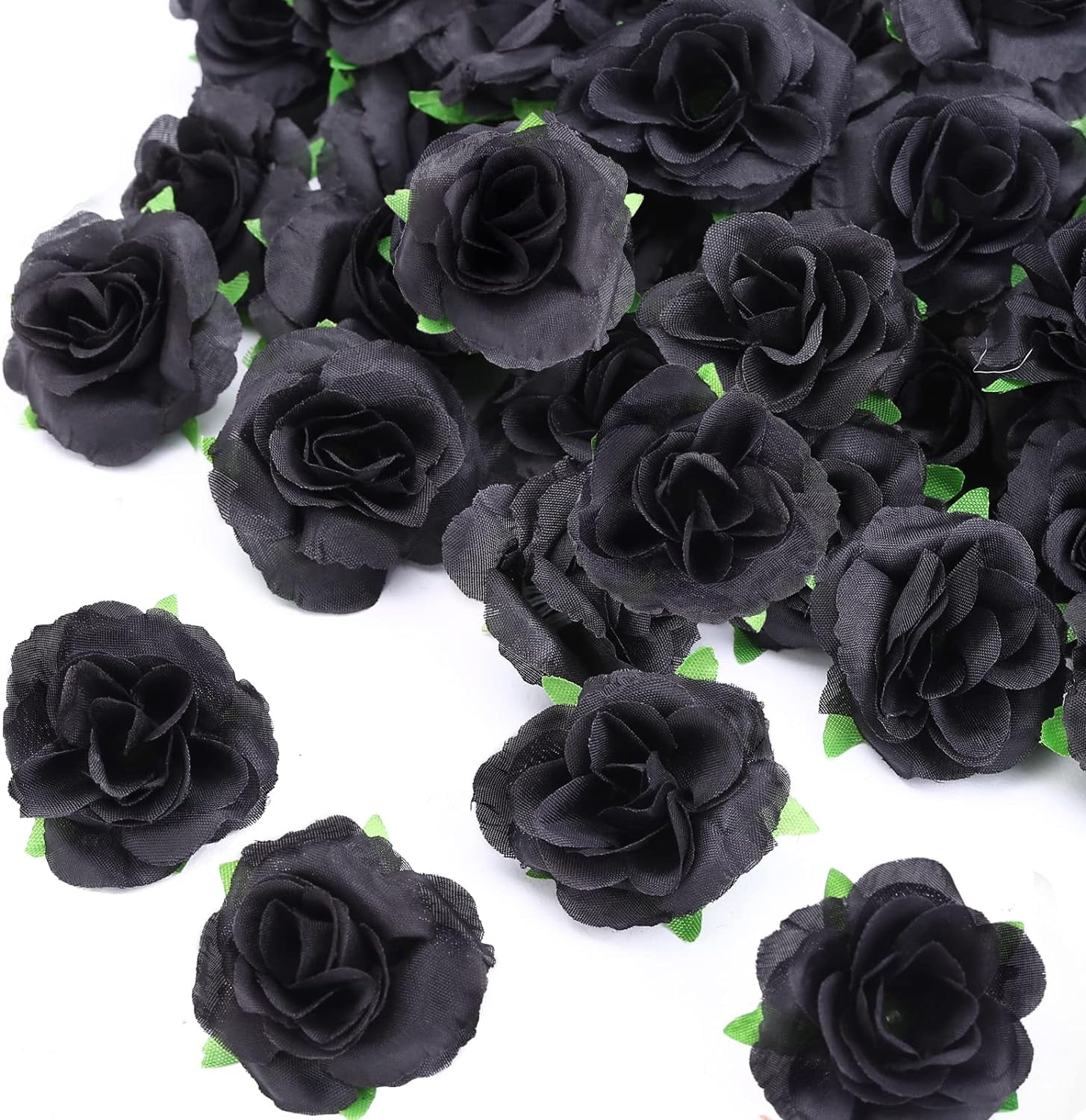 Naler 50 Pcs Black Stemless Roses Artificial Flowers Bulk,1.6" Small ...