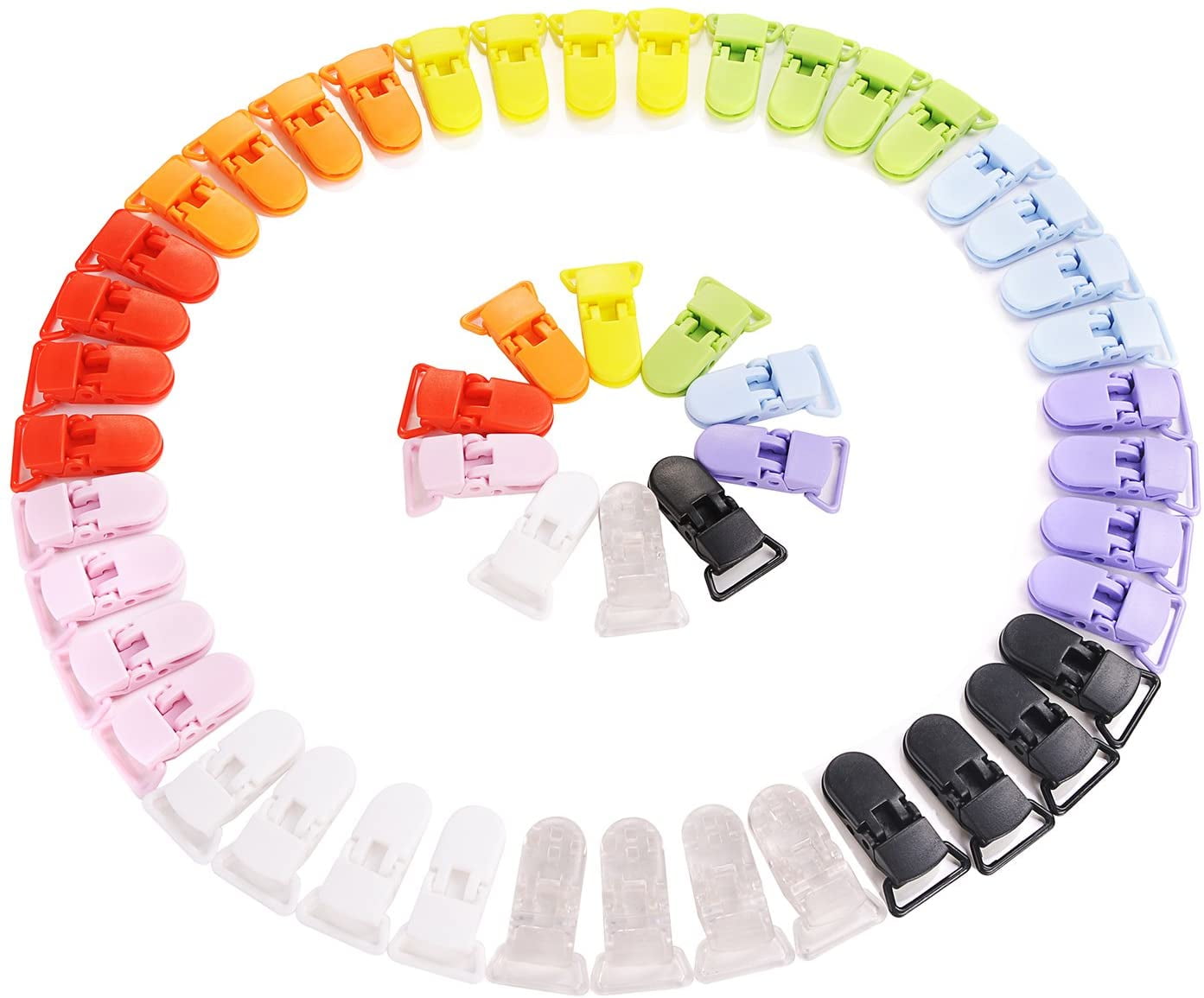 Naler 50Pcs Pacifier Clips Holders for Teething Toys Baby Blankets,10 ...