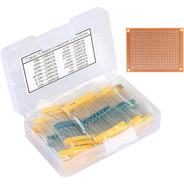 Naler 525 Pcs 17 Values 1% Resistor Kit 0 Ohm - 1M Ohm with 1% 1/4W ...
