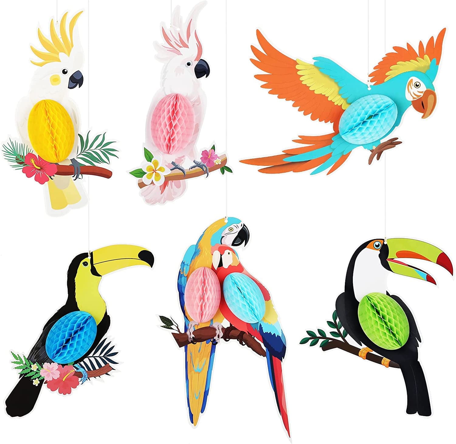 Naler 6 Packs Tropical Birds Cutouts, Hawaiian Luau Party Decor for ...
