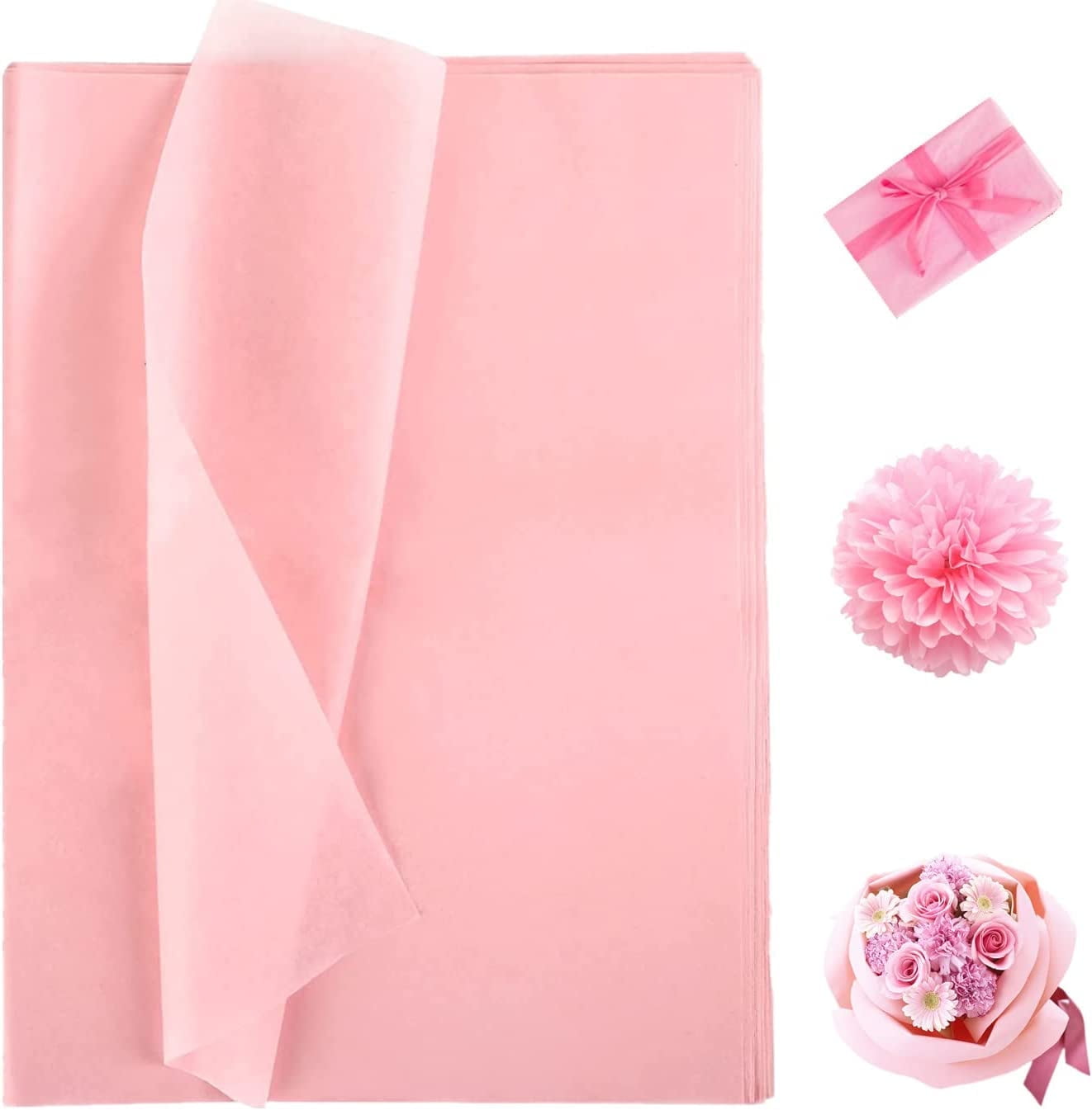 Naler 60 Sheets Pink Tissue Paper Bulk,14" x 20" Premium Crafts Wrap ...