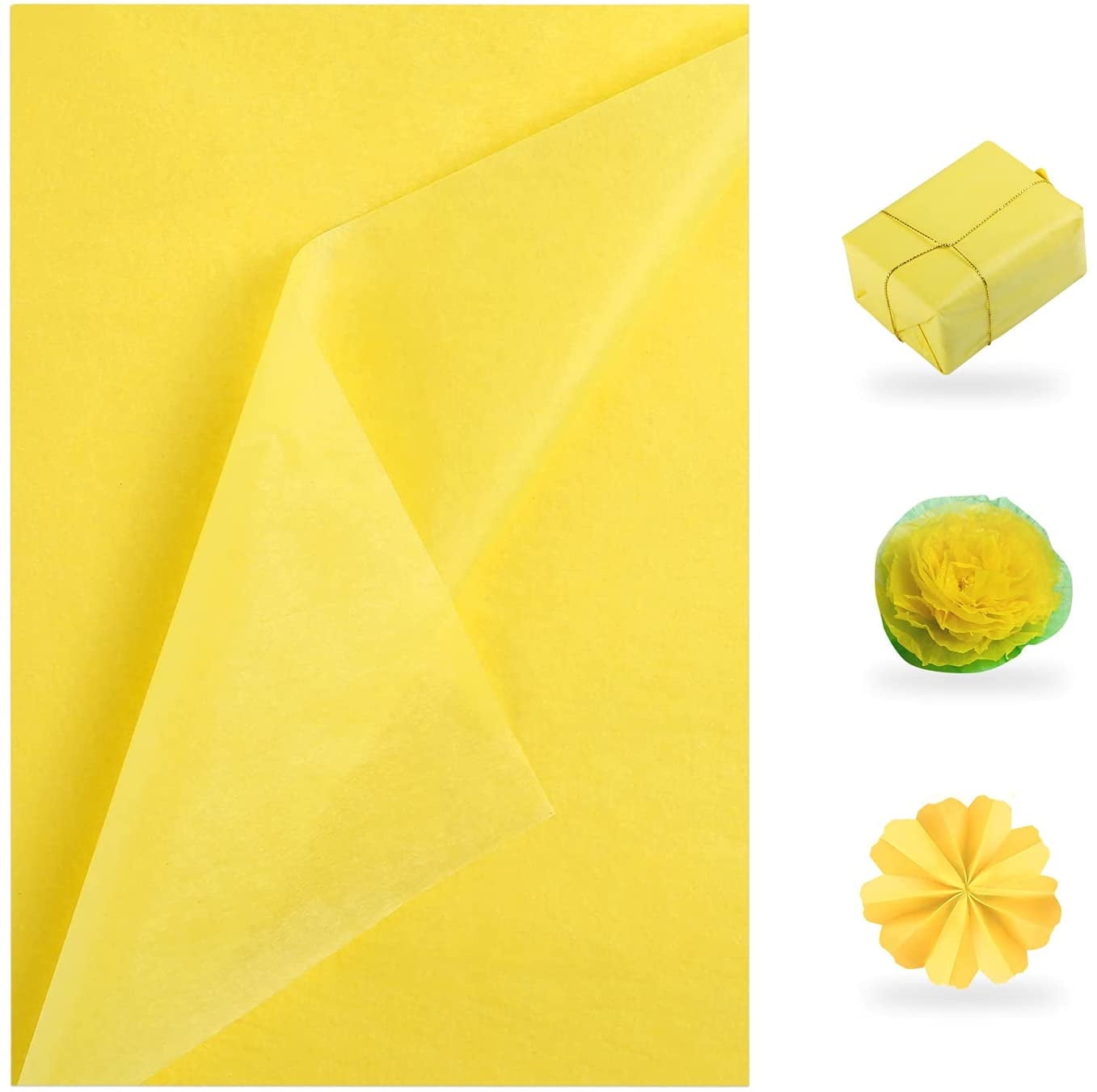 Naler 60 Sheets Yellow Tissue Paper Bulk, 14"x 20" Gift Wrapping Tissue ...