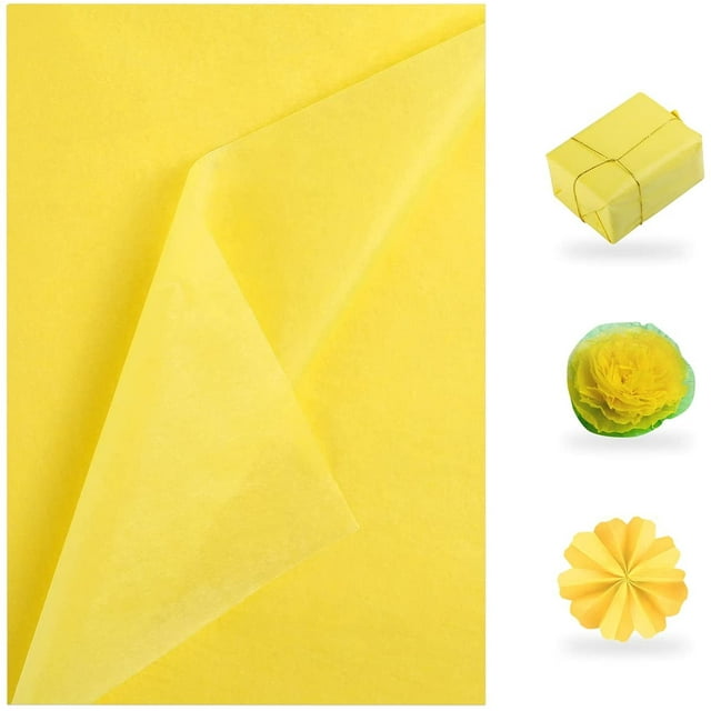 Naler 60 Sheets Yellow Tissue Paper Bulk, 14"x 20" Gift Wrapping Tissue ...