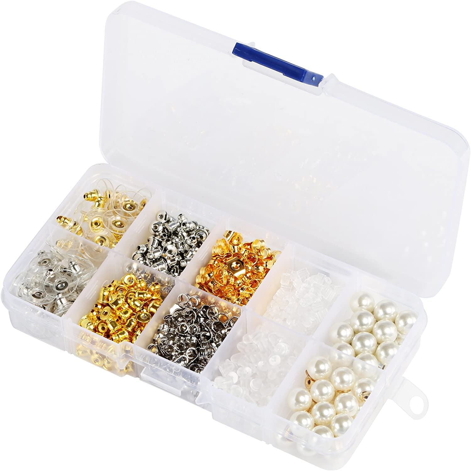 Naler 700Pcs Earring Backs,10 Styles Earring Backings Kit,Metal Pearl ...