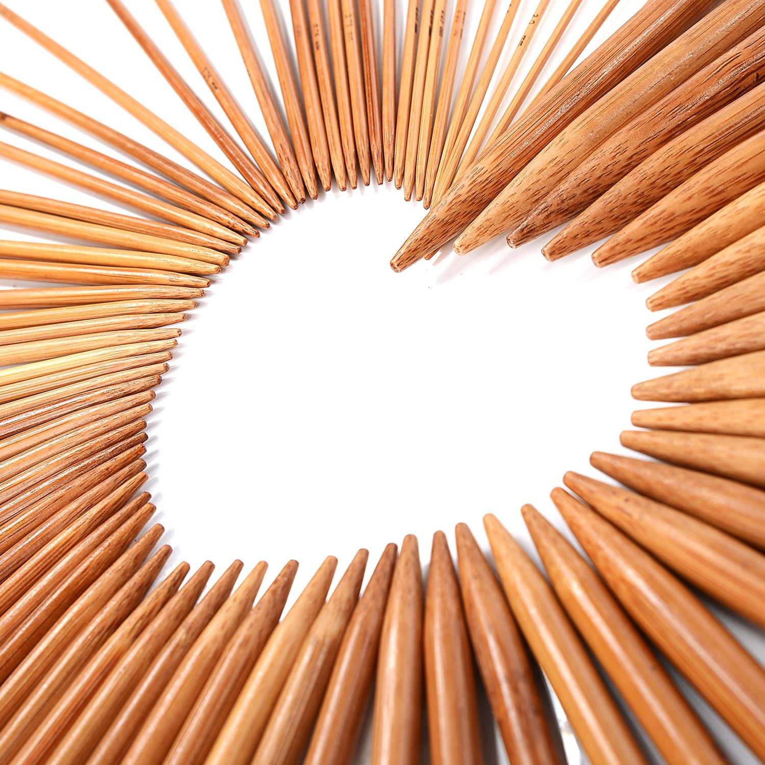 Naler Bamboo Knitting Needles Set, 75 Double Pointed (15 Sizes: 2mm ...