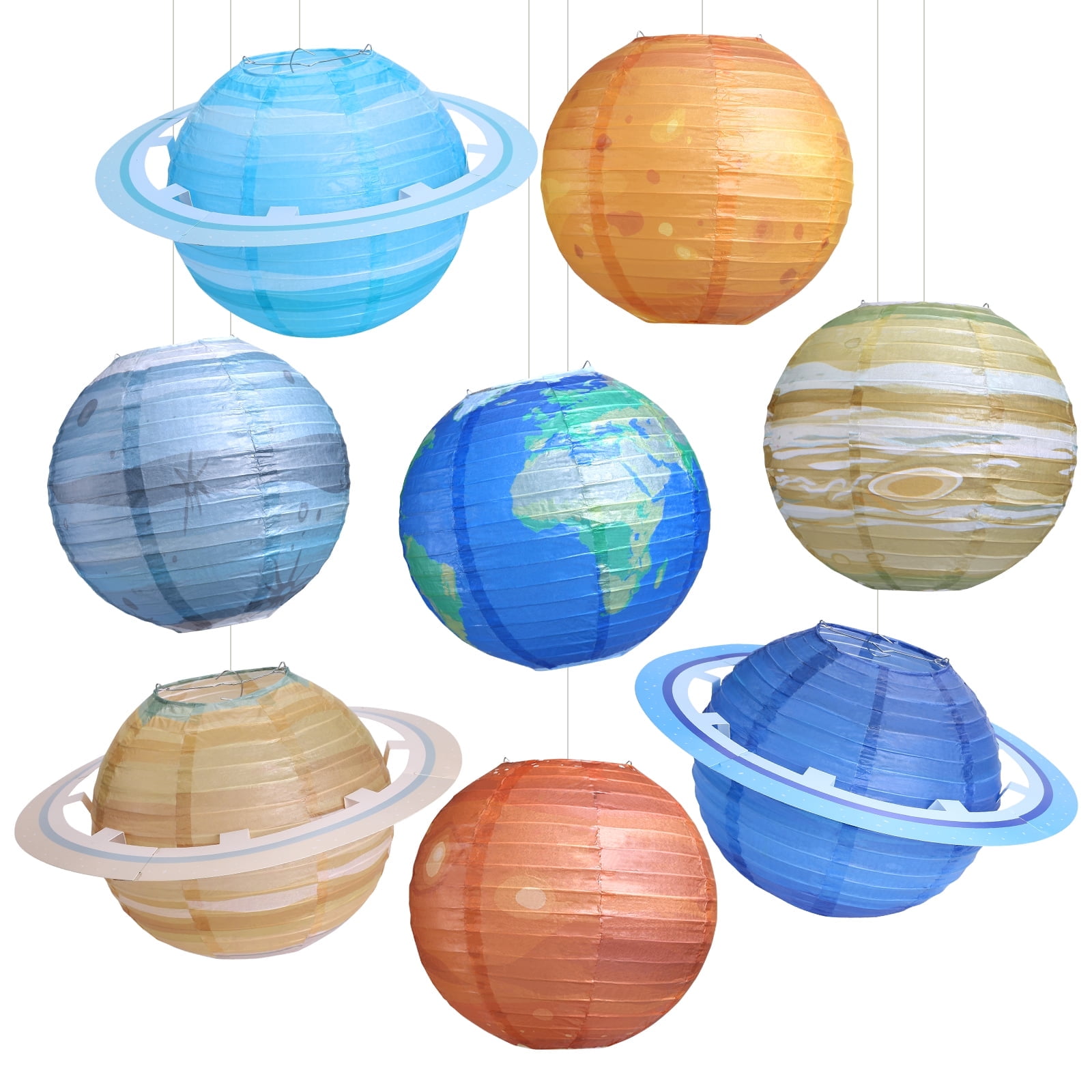 Naler 8 Pack 10 Inch Planet Paper Lanterns for Space Theme Birthdays ...