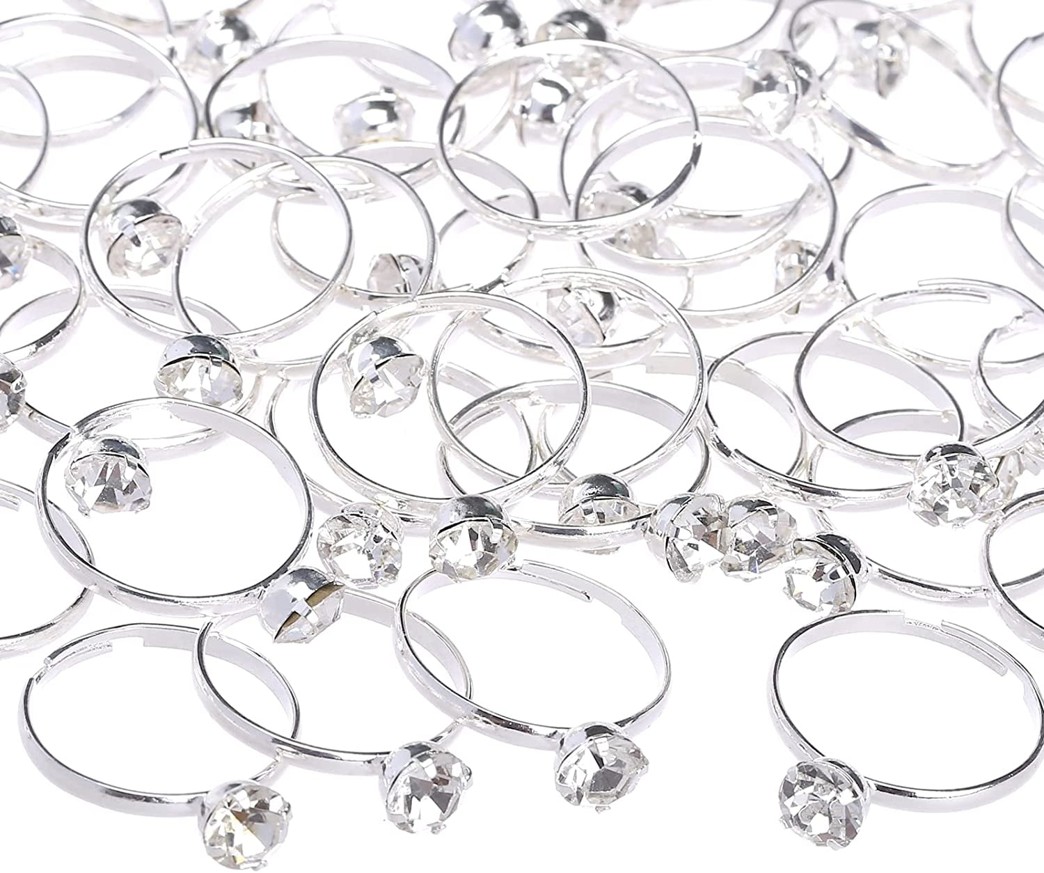 Naler Bridal Shower Rings 52 Pcs Acrylic Silver Diamond Engagement ...