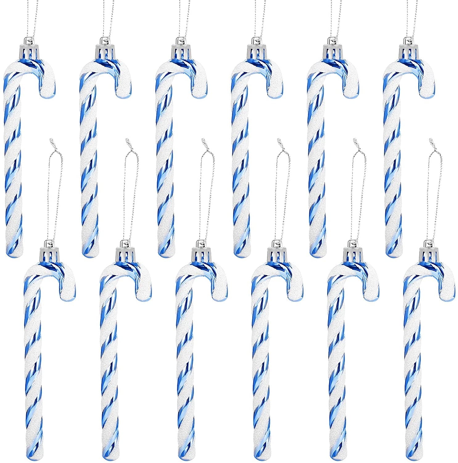 Naler Pack of 12 Christmas Glitter Plastic Candy Cane Tree Hanging ...