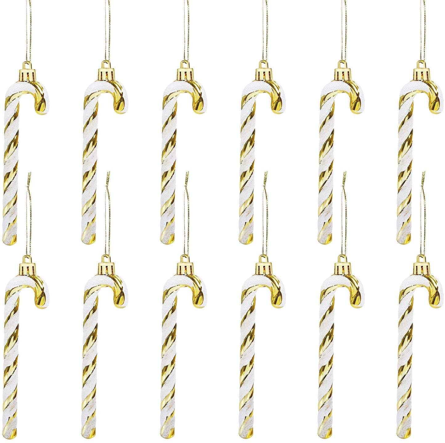 Naler Pack of 12 Christmas Glitter Plastic Candy Cane Tree Hanging ...