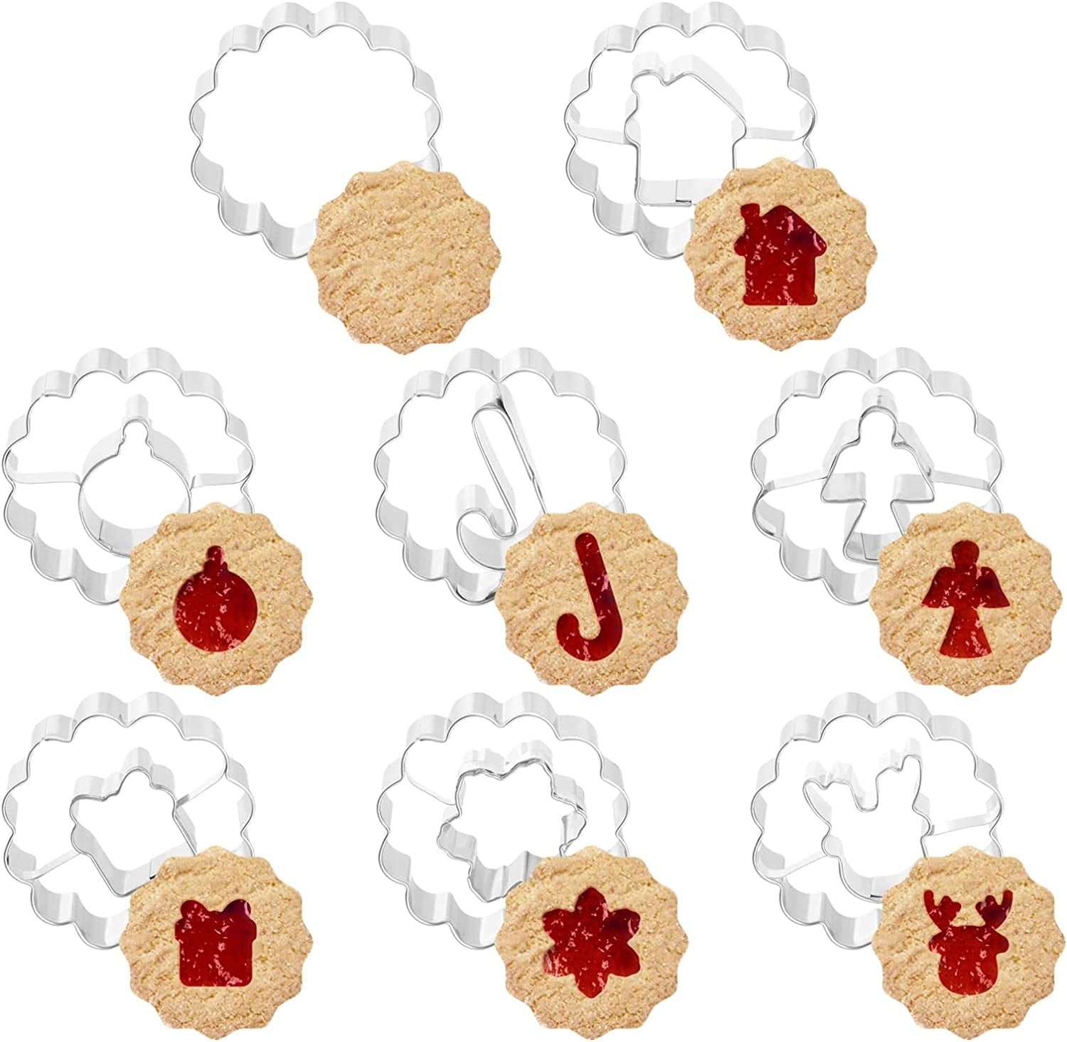 Naler 8pc Mini Christmas Linzer Cookie Cutter Set, Elk Design ...