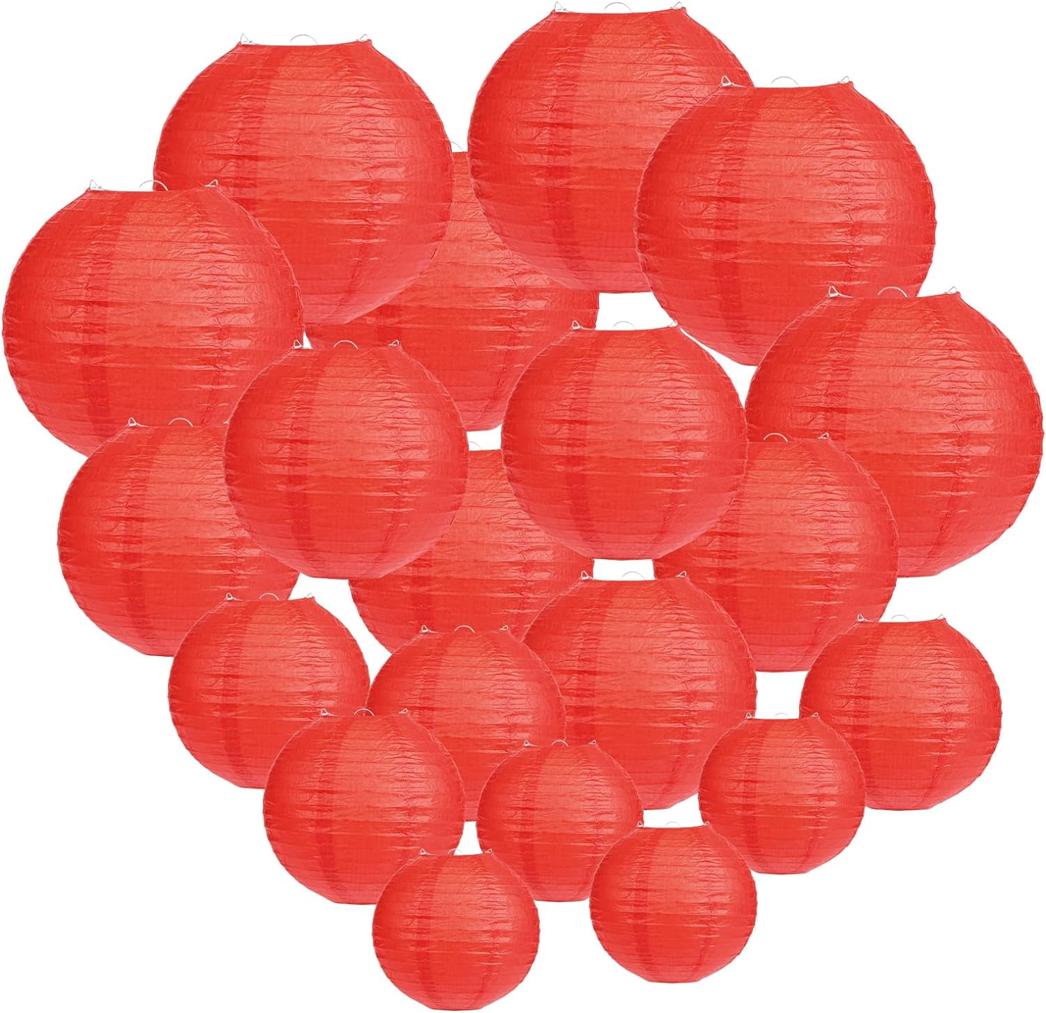 Naler Red Round Paper Lanterns - 20 Piece Set for Festival New Year ...