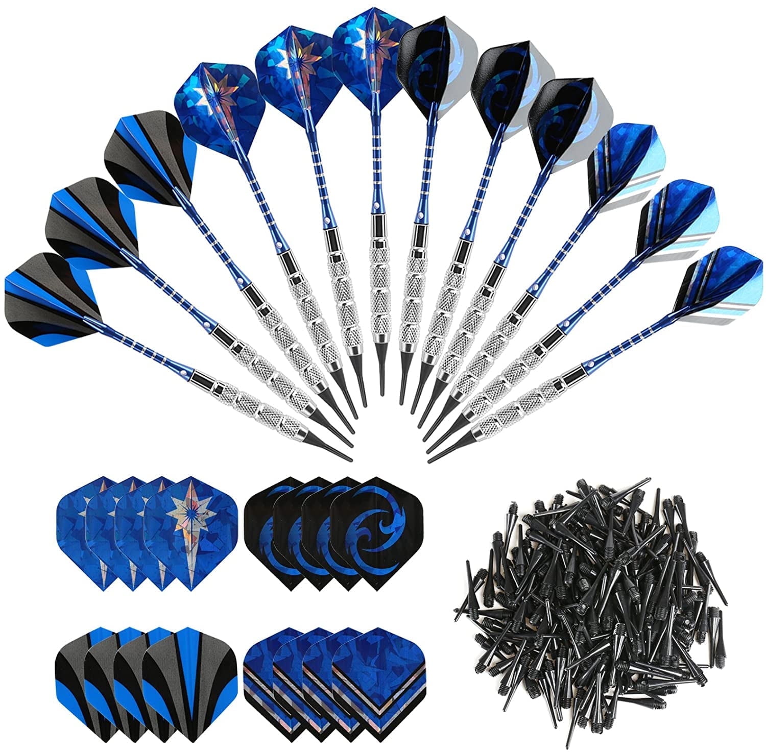 Naler Soft Tip Darts Set of 12, 18g with 16 Flights and 200 Points for ...