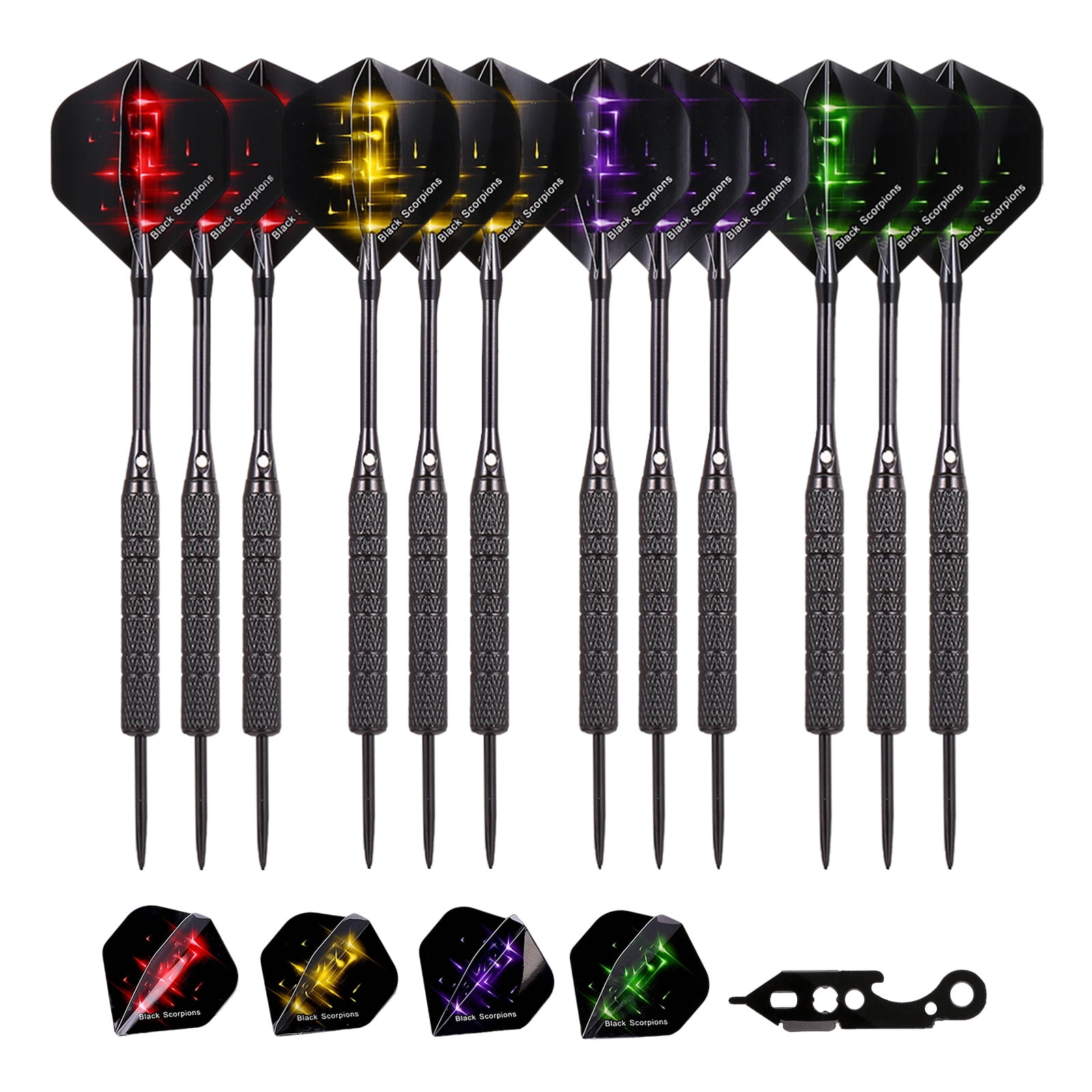 Naler Steel Tip Darts Set, 12 Pcs Aluminum Metal Body Professional ...