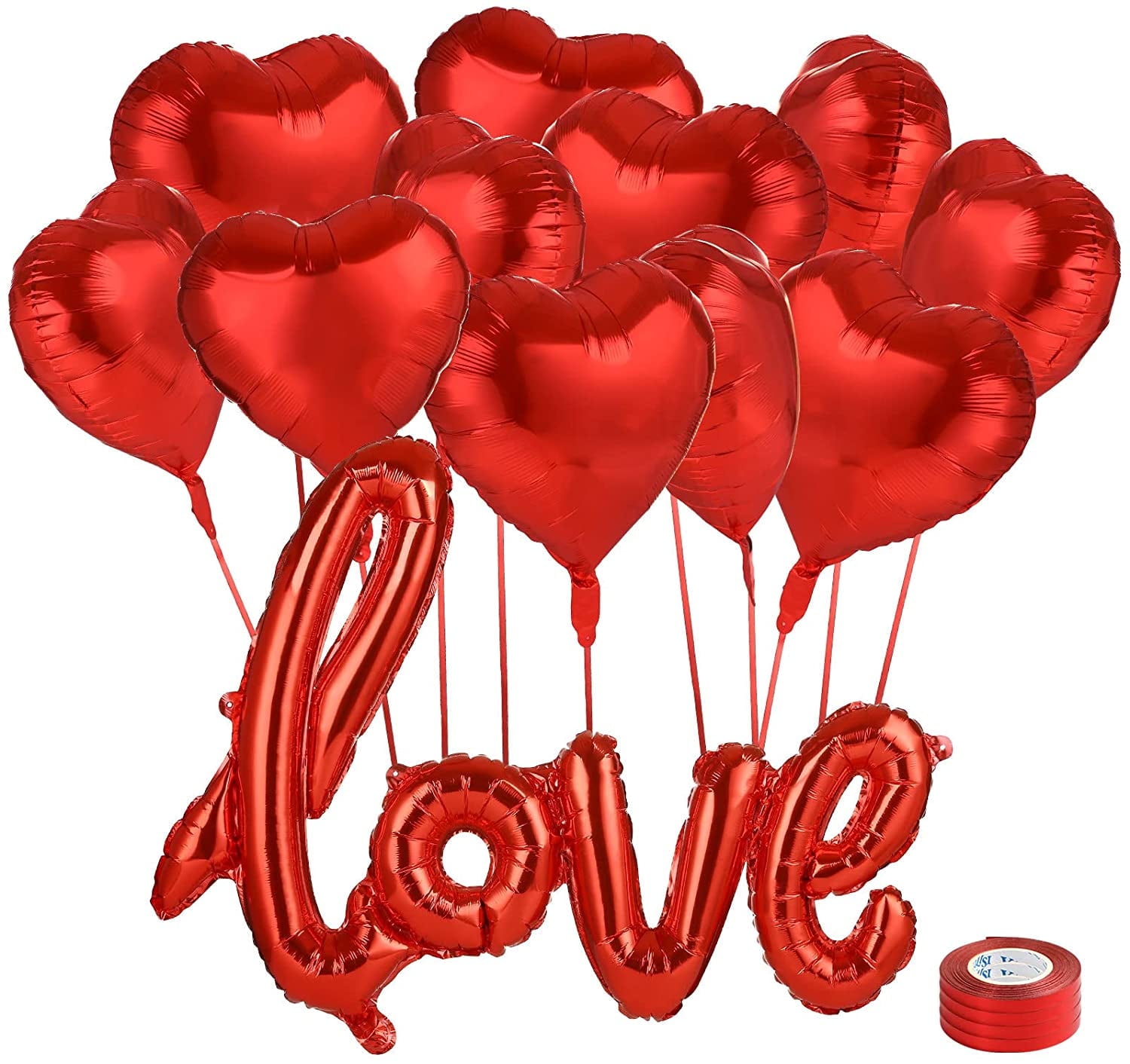 Naler 20Pcs Foil Heart & Love Balloons Set for Valentine's Day ...