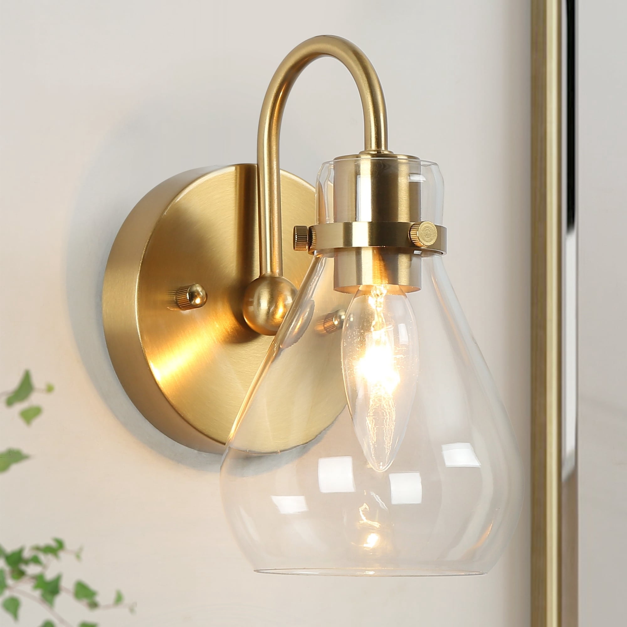 Nalia Modern Brass1-Light Wall Sconces Dimmable French Country Glass ...