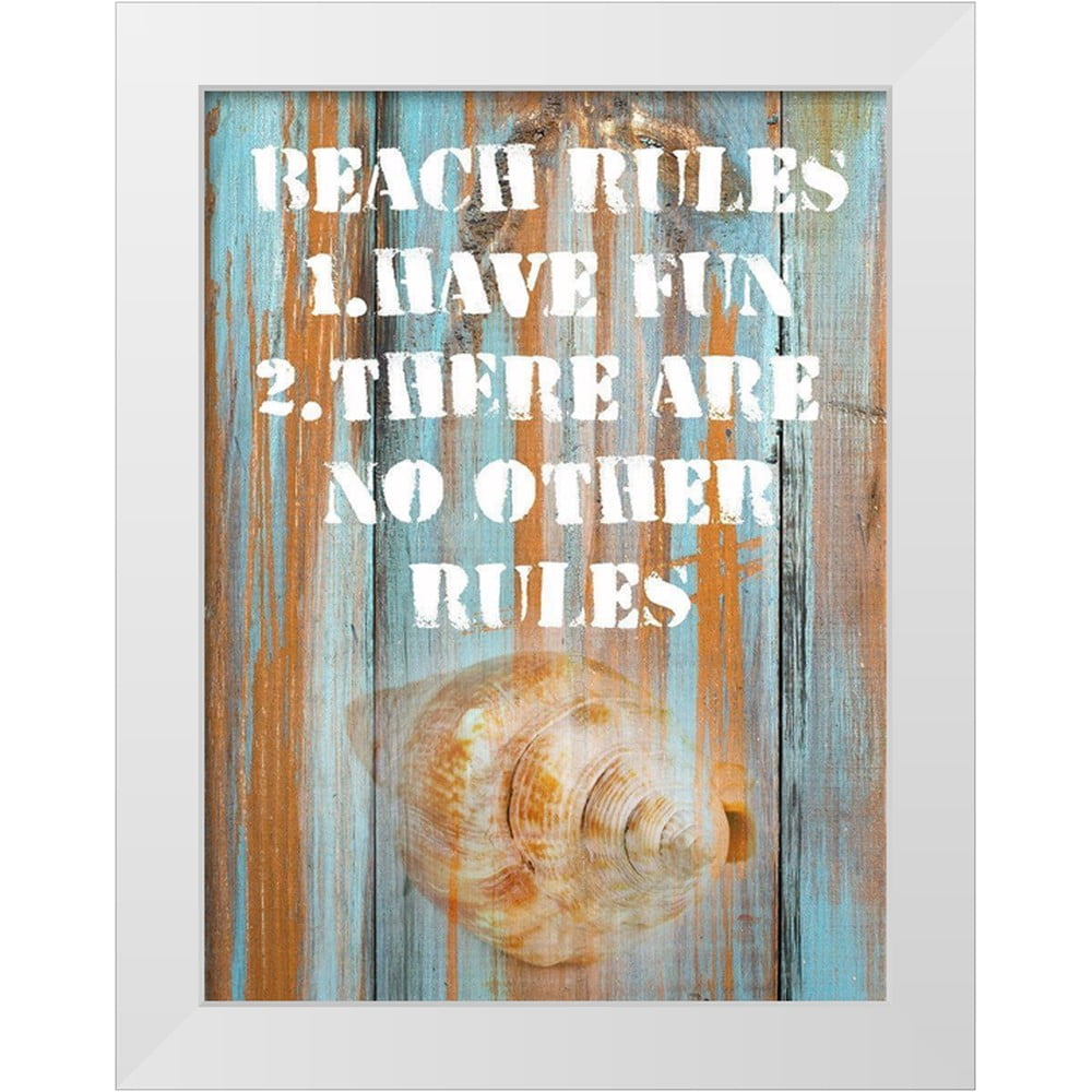 Nall|Skip 19x24 White Modern Wood Framed Museum Art Print Titled - Beach Rules II - Walmart.com
