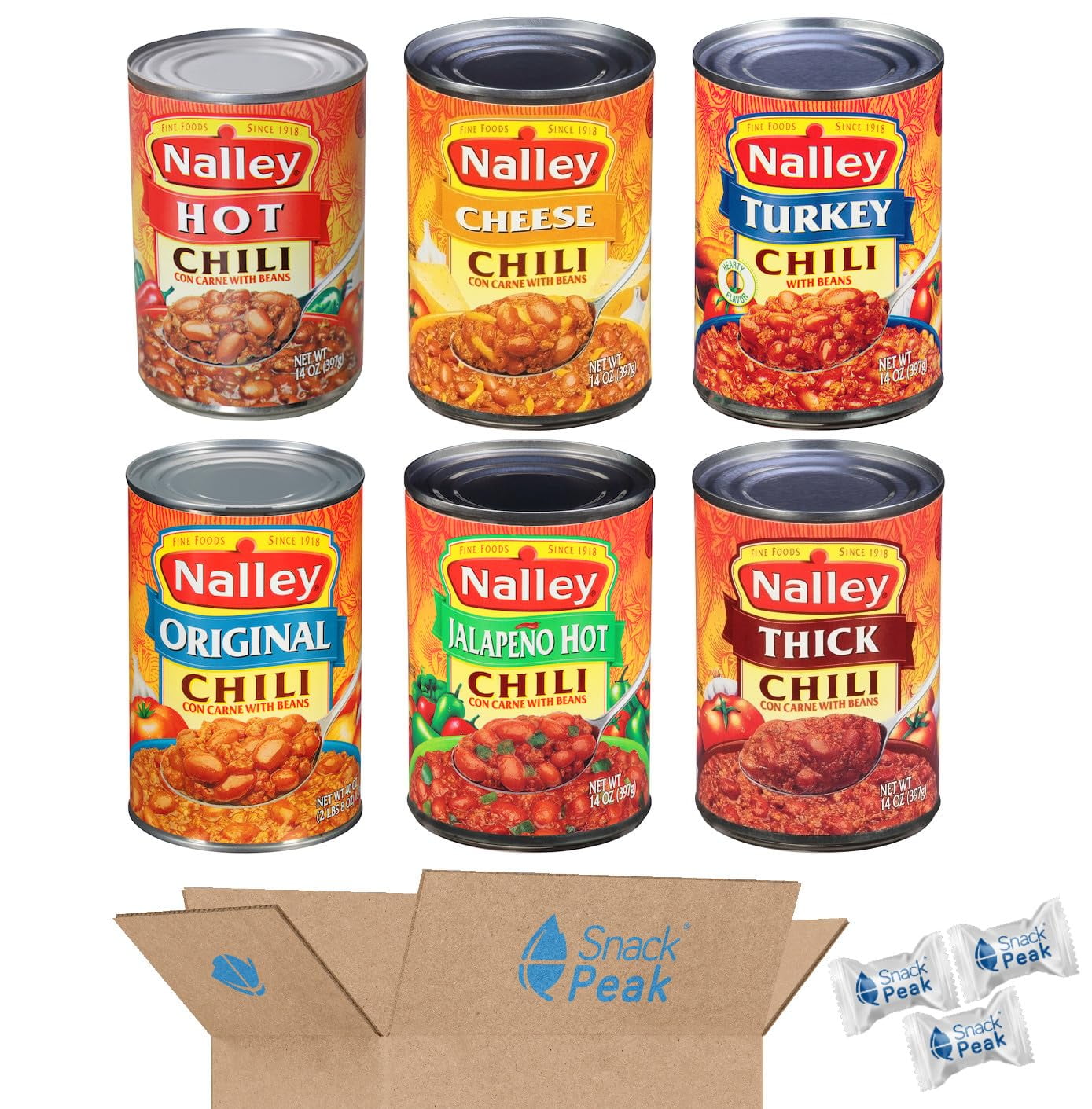 Nalley Chili Snack AJH3 Peak Variety Gift Box - 6 (14 oz) Cans ...