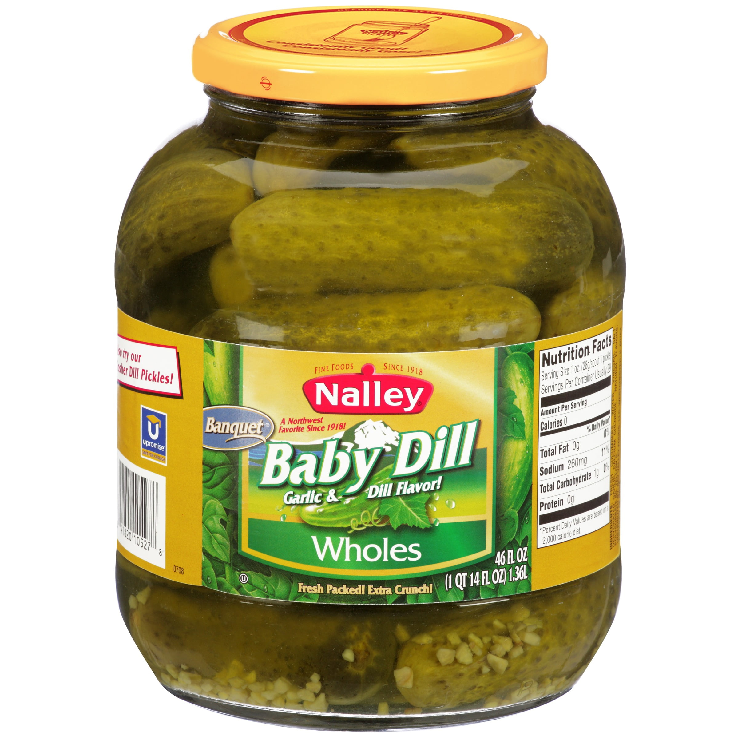 Nalley Dairy-Free Baby Dill Pickle Wholes, Gluten-Free, 46 fl oz Jar ...