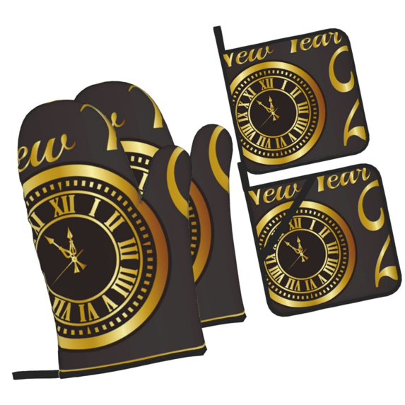 Naloa 2025 New Year Oven Mitts and Pot Holders 4 pcs Set, Cooking ...